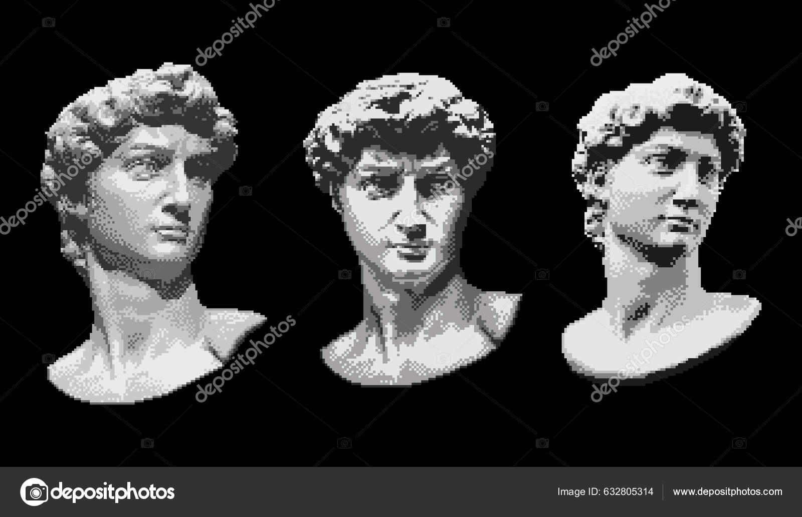 Head Statue David Sculpture Bust Illustration Pixel Art Style Isolated ...
