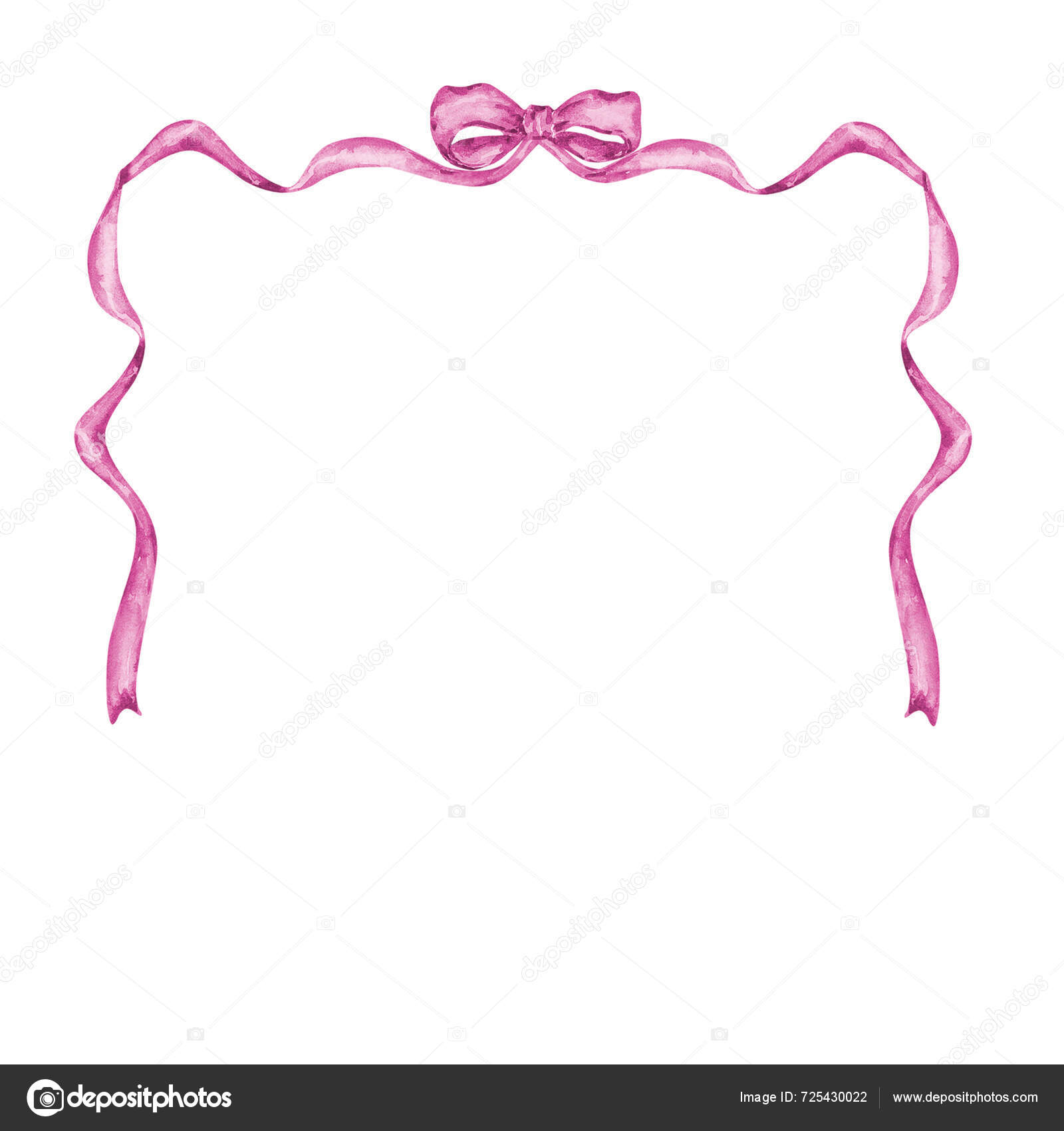 Pink Frame Watercolor Ribbon Bow Vintage Illustration — Stock Photo ...