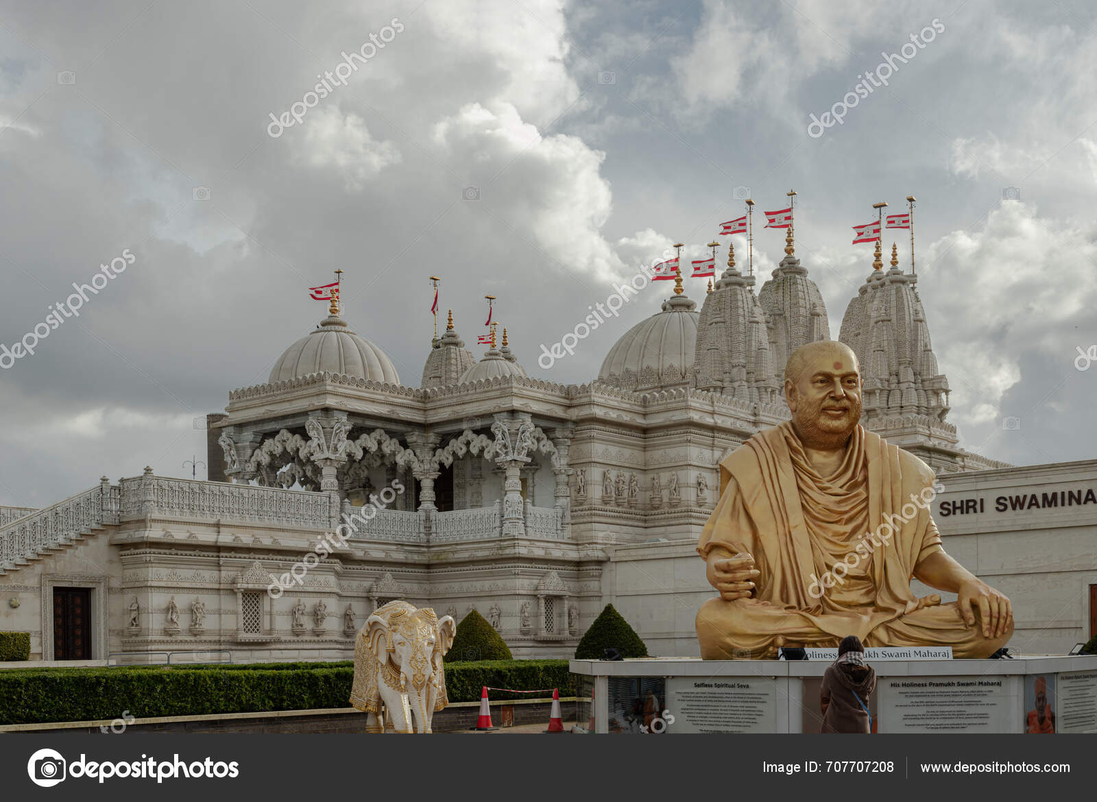 London Feb 2024 Exterior View Neasden Temple Baps Shri Swaminarayan ...