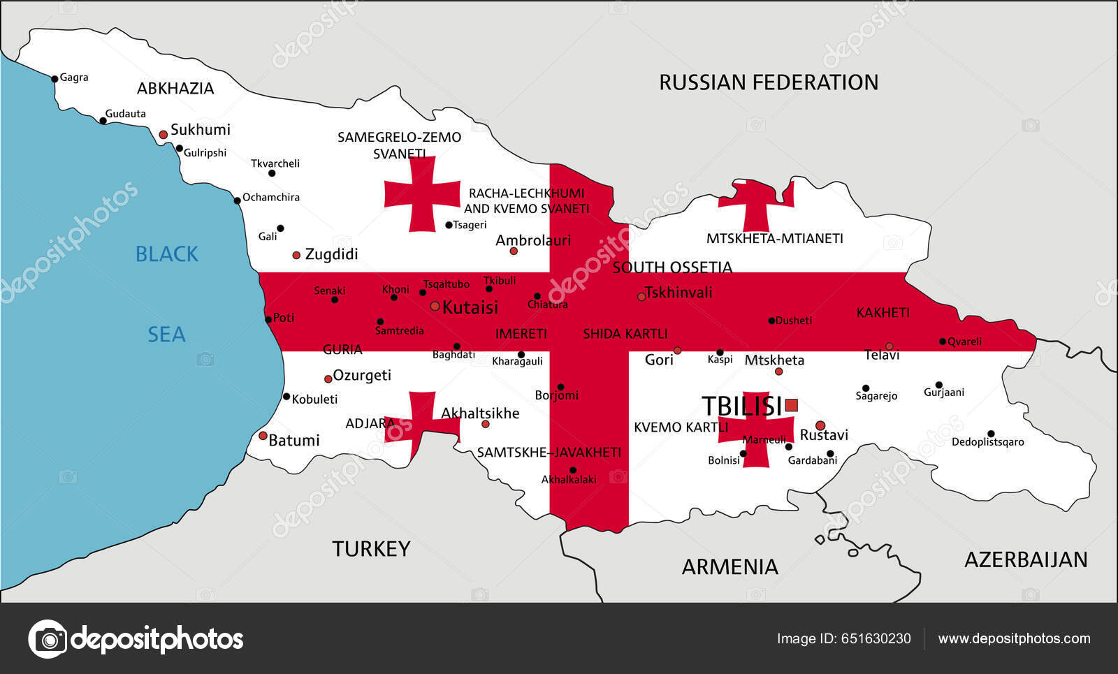 Mapa En Blanco De Las Regiones De Georgia