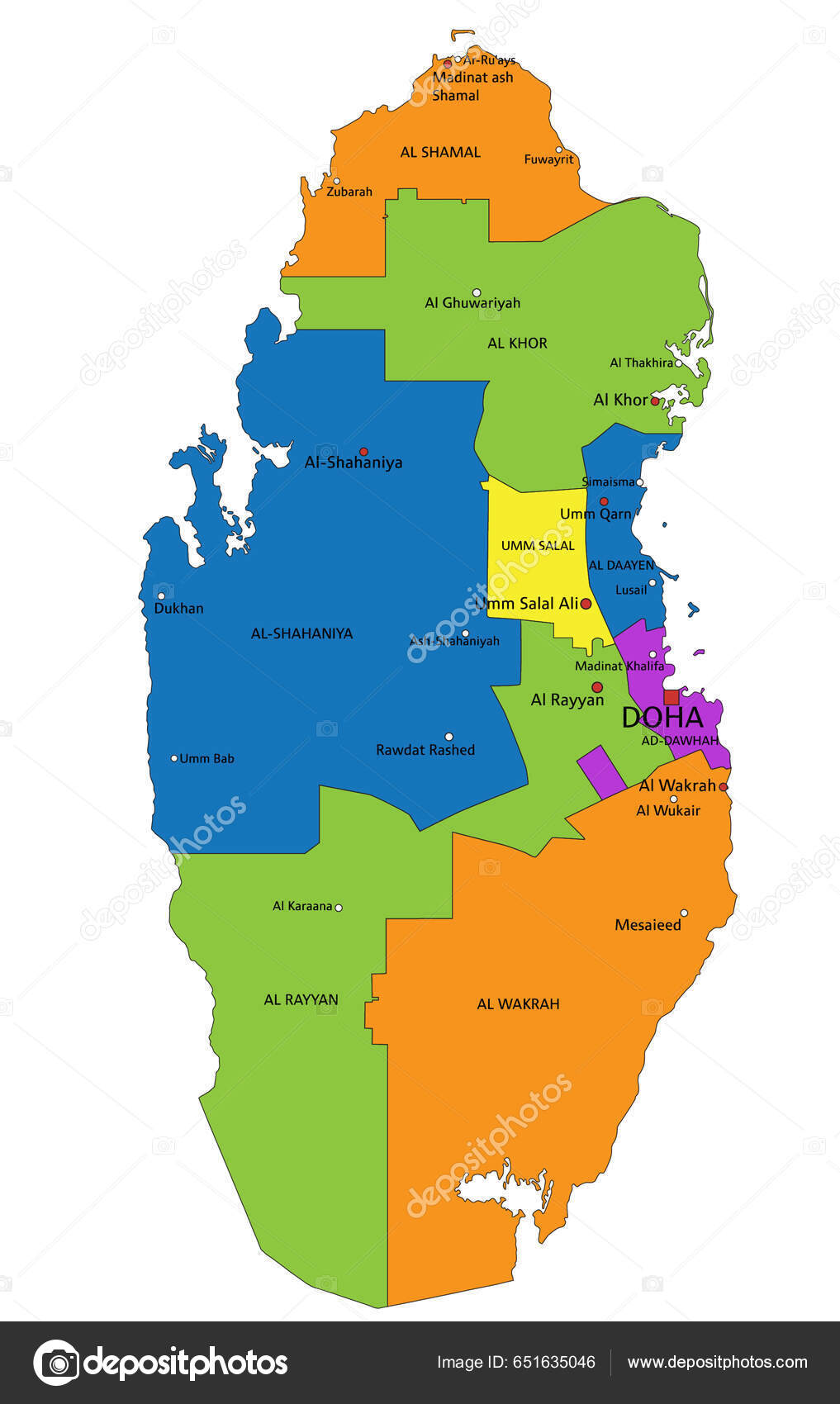 Qatar Political Map Qatar Political Map Of Administrative Divisions