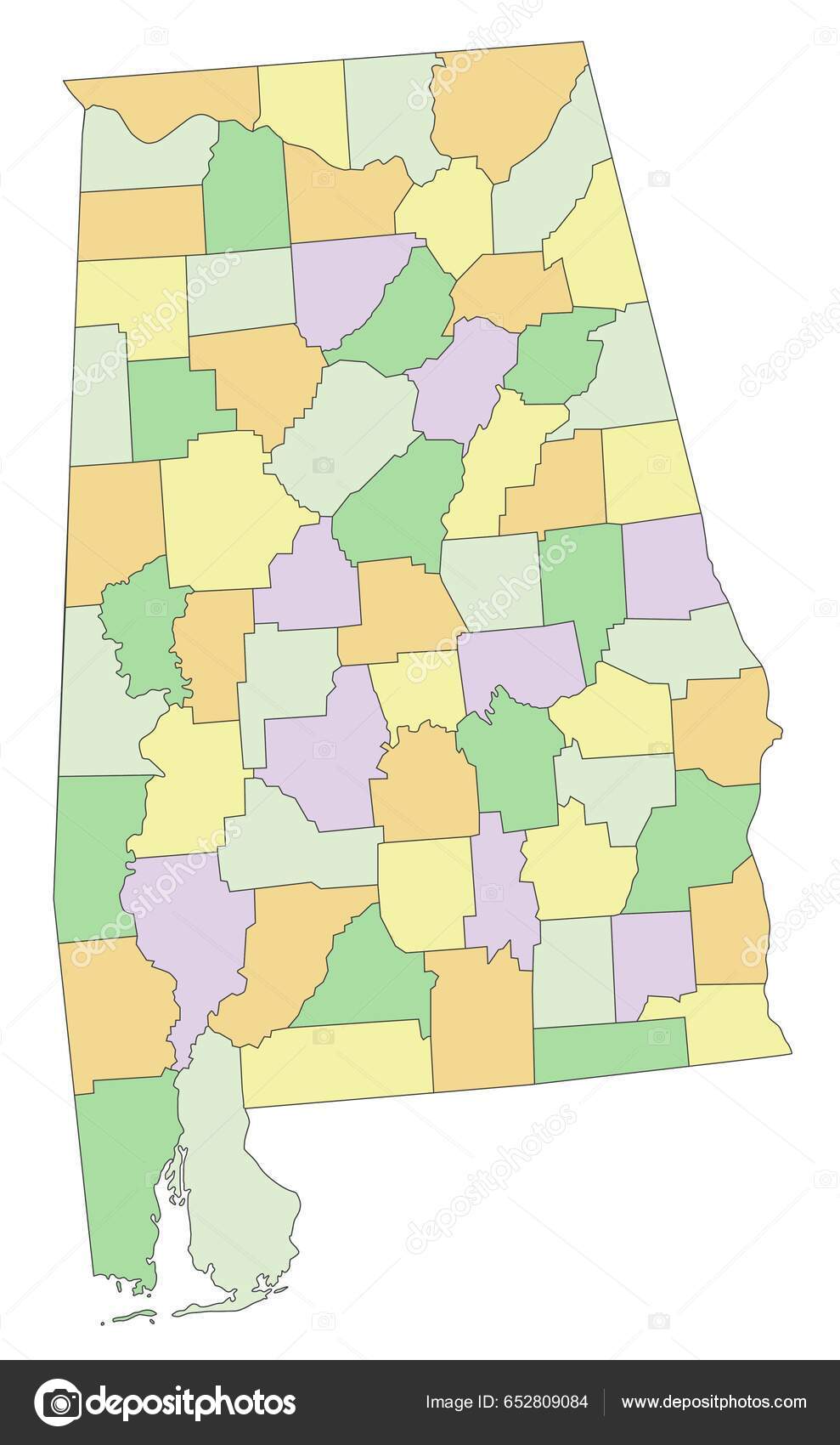 Alabama Mapa Político Editável Altamente Detalhado vetor(es) de stock ...