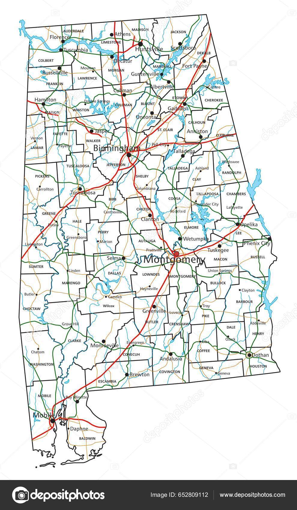 Alabama Road Highway Map Vector Illustration Stock Vector by ©delpieroo ...