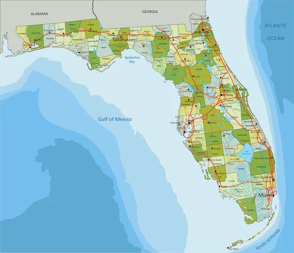Florida Mapa Político Editable Altamente Detallado Con Etiquetado ...