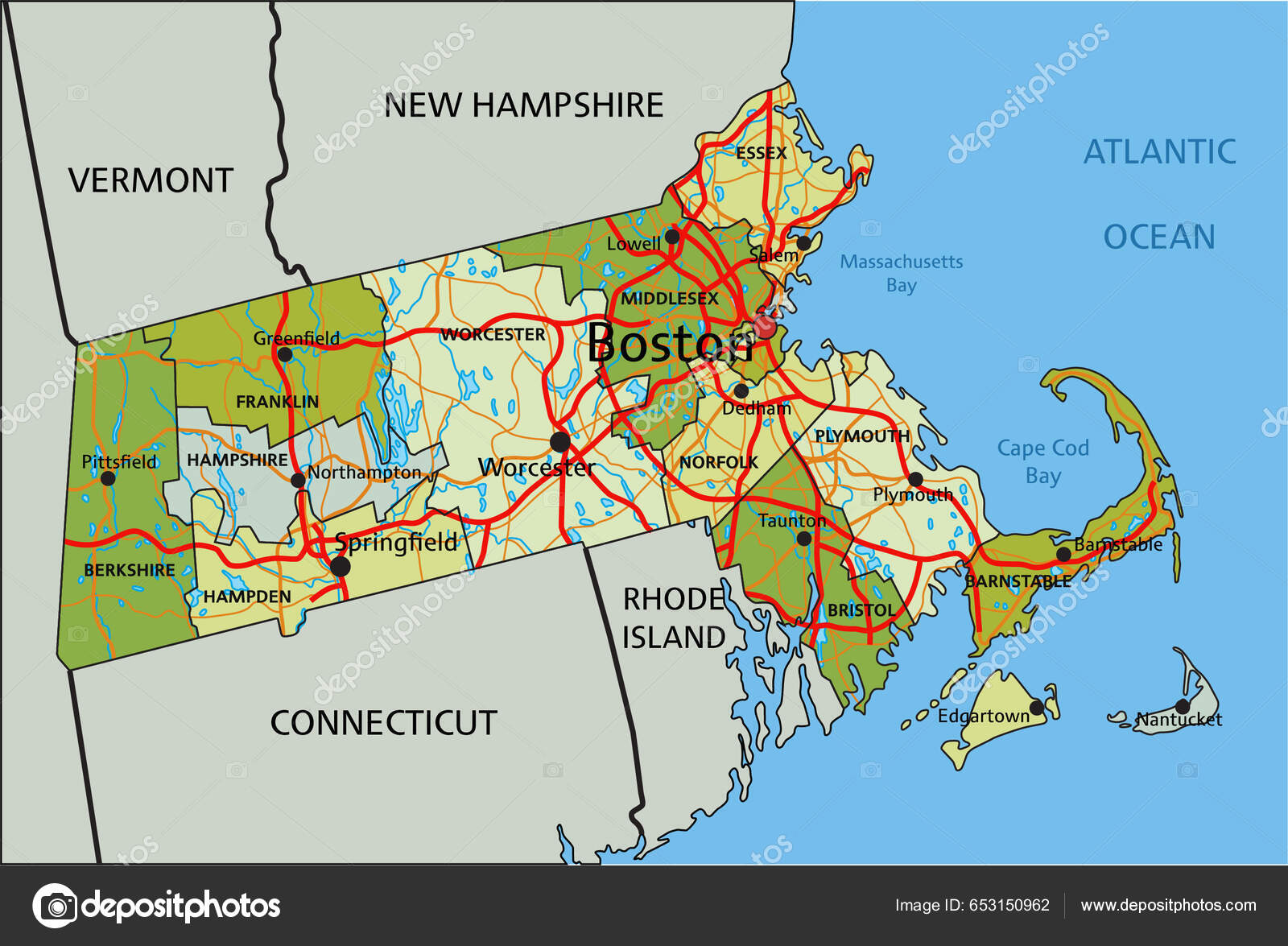 Massachusetts Relief Map Mapsof Net Massachusetts Relief Map Geographical Map Of Massachusetts
