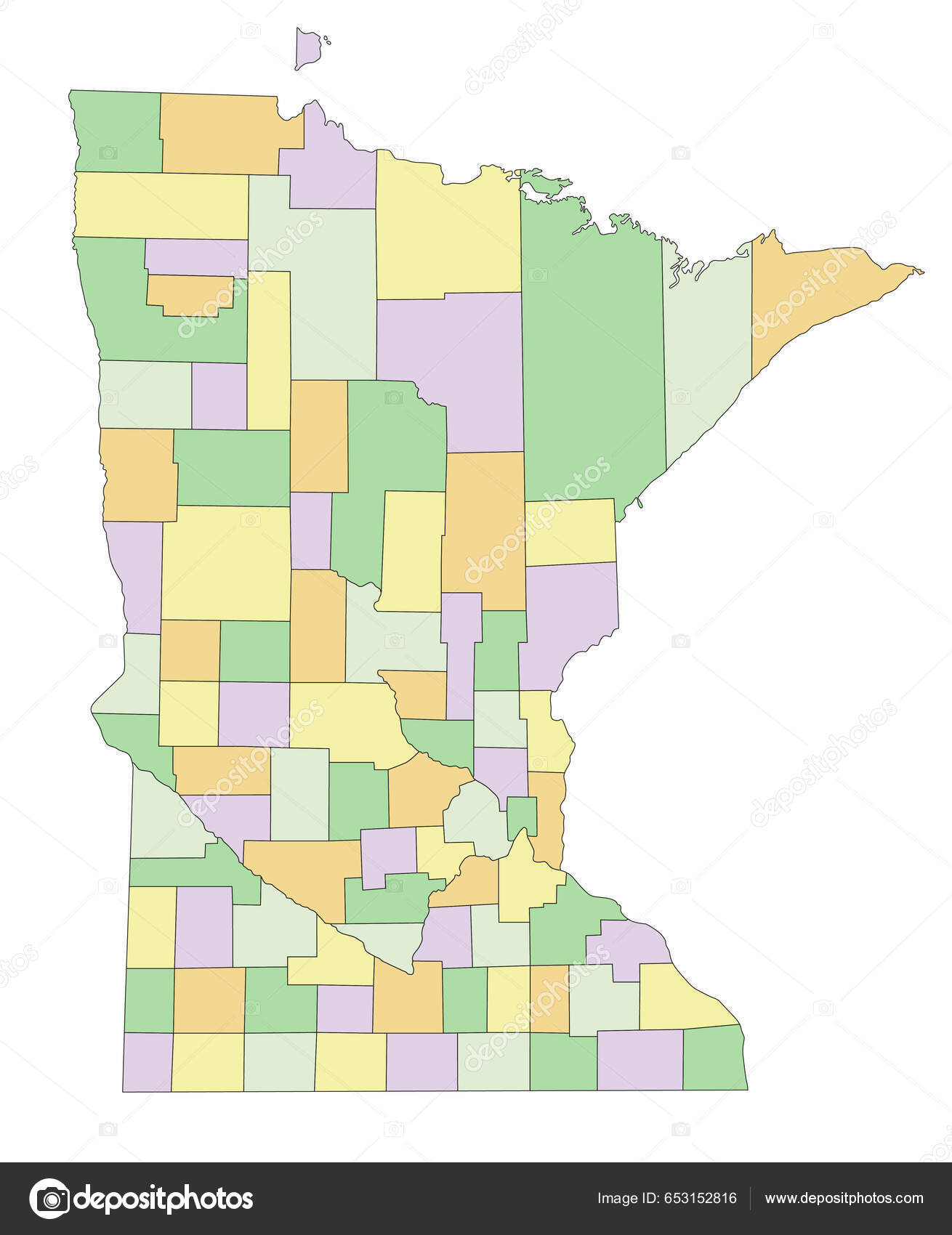 Minnesota Mapa Político Editável Altamente Detalhado Vetor de ...