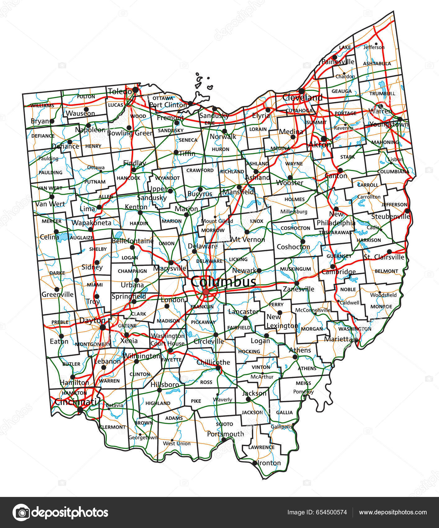 Mapa Estrada Auto Estrada Ohio Ilustração Vetorial Vetor de ©delpieroo ...