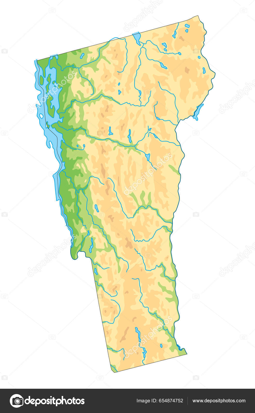 High Detailed Vermont Physical Map Stock Vector by ©delpieroo 654874752