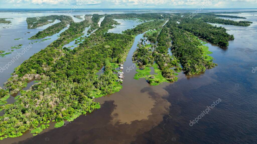 Restaurantes flotantes del río Amazonas en la selva amazónica. Manaus ...