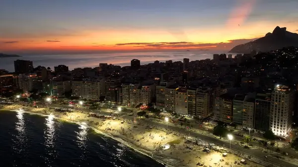 Sunset Sky At Copacabana Beach In Rio De Janeiro Brazil. Sunset Dusk ...