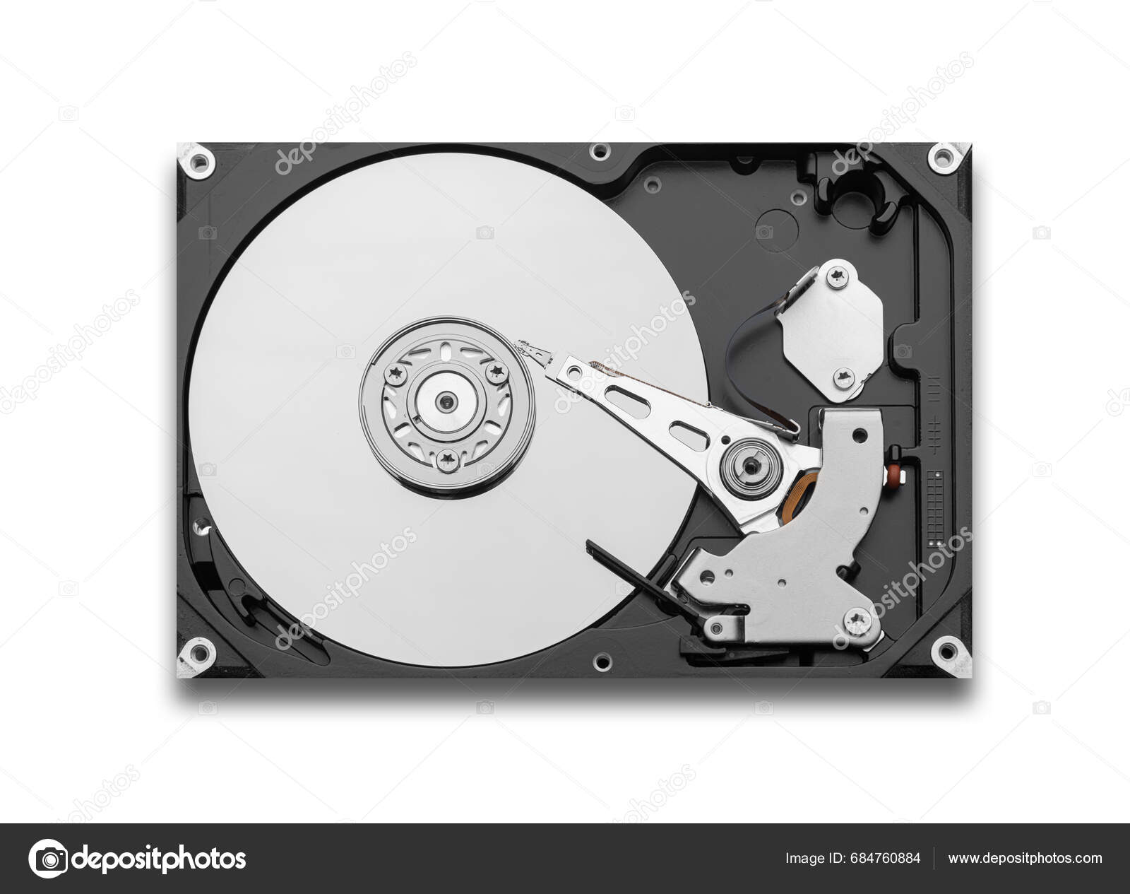 Open Hard Disk Drive Computer Hard Drive Hdd Computer Memory — Stock Photo © believeinme #684760884