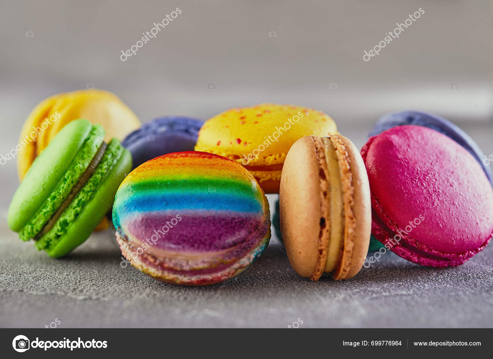 Close Delicious Beautiful Rainbow Colored Pasta Arranged Separately ...