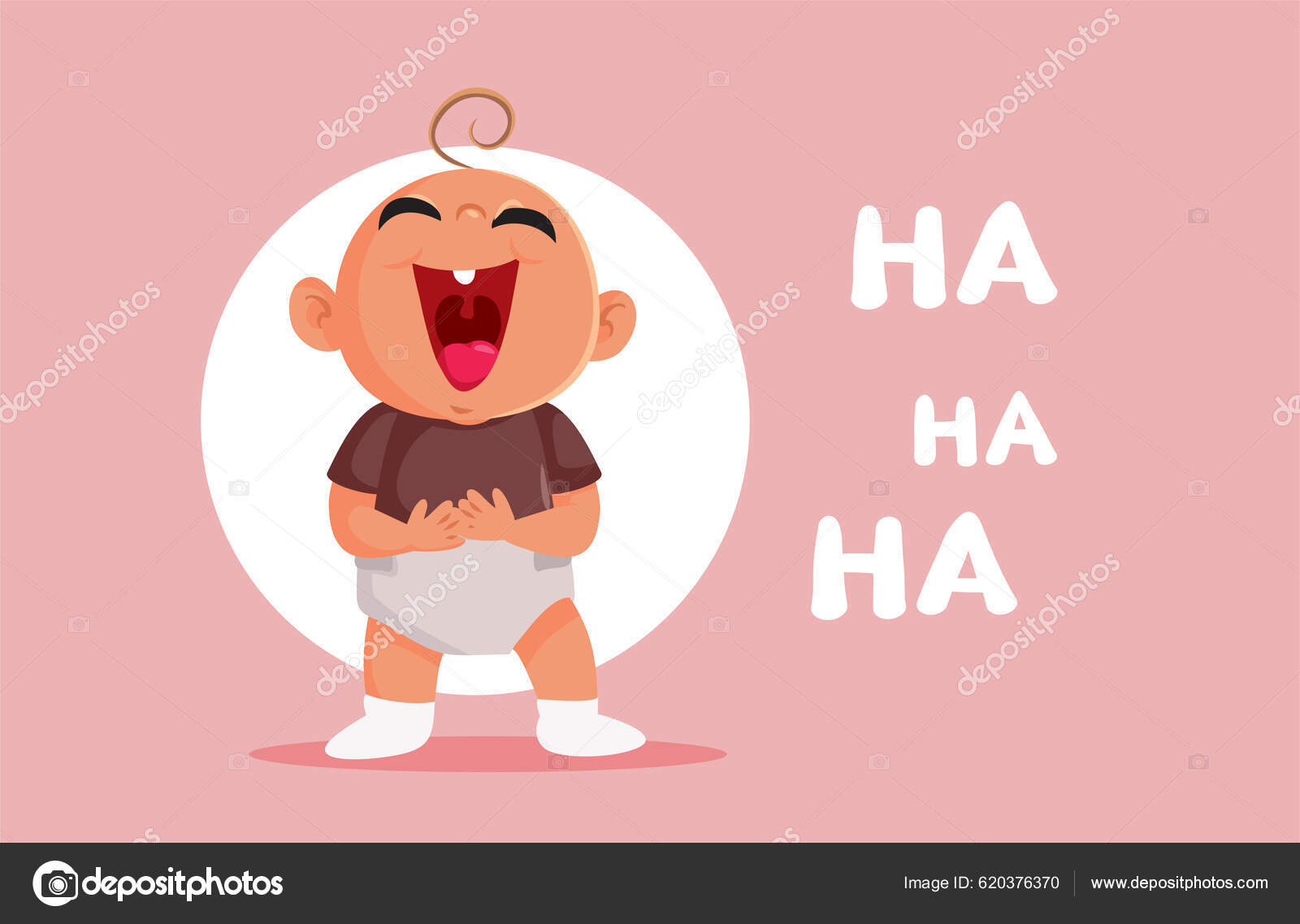 Feliz Bebé Riéndose Voz Alta Vector Ilustración Dibujos Animados Vector ...