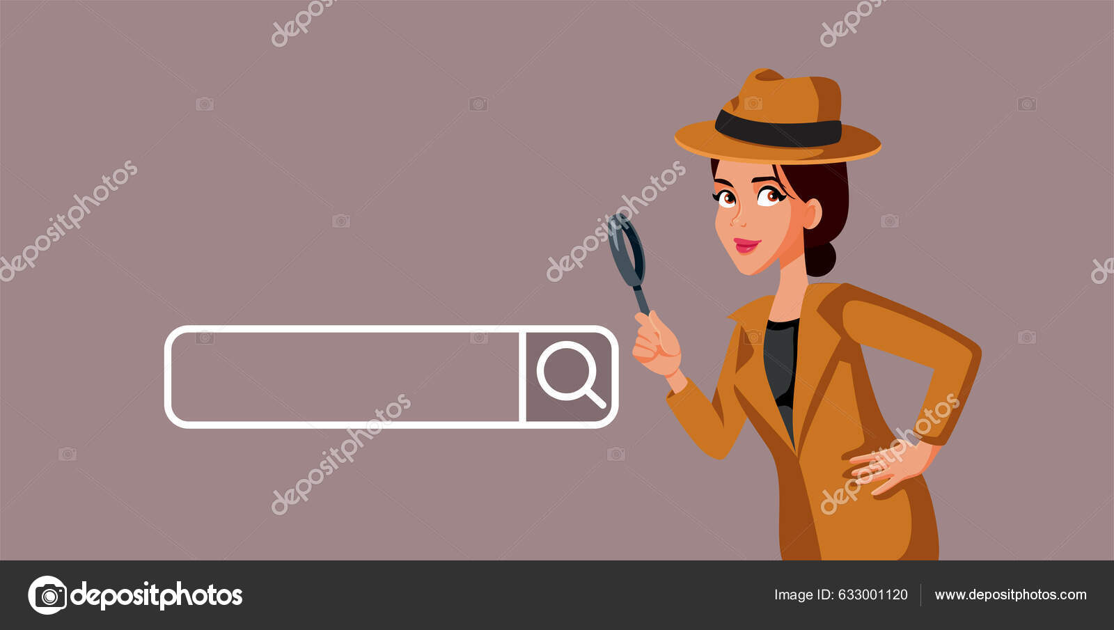 Detective Buscando Una Barra Búsqueda Vector Navegación Dibujos ...