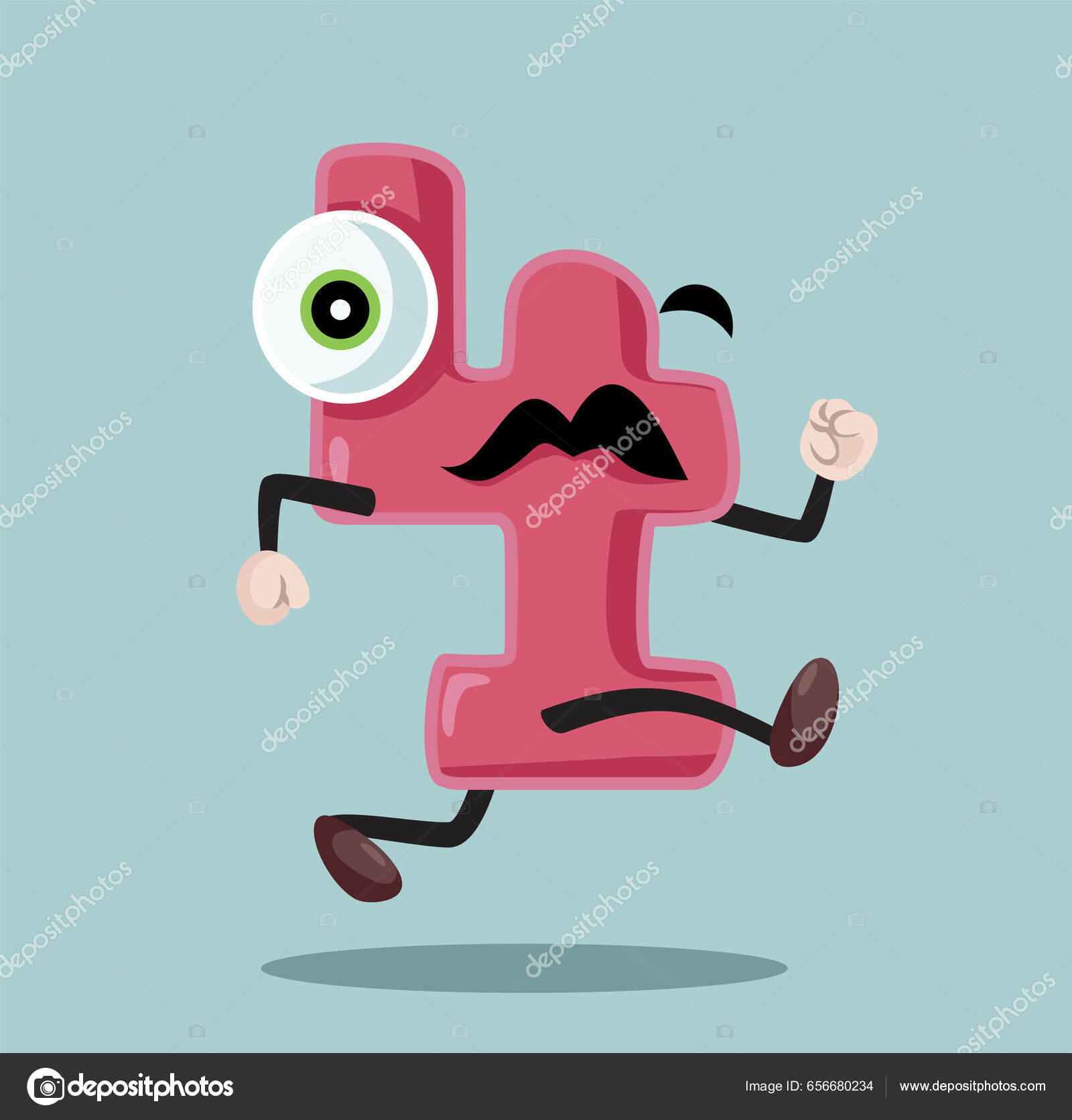 Número Quatro Personagem Correndo Rápido Vetor Cartoon Ilustração Vetor ...