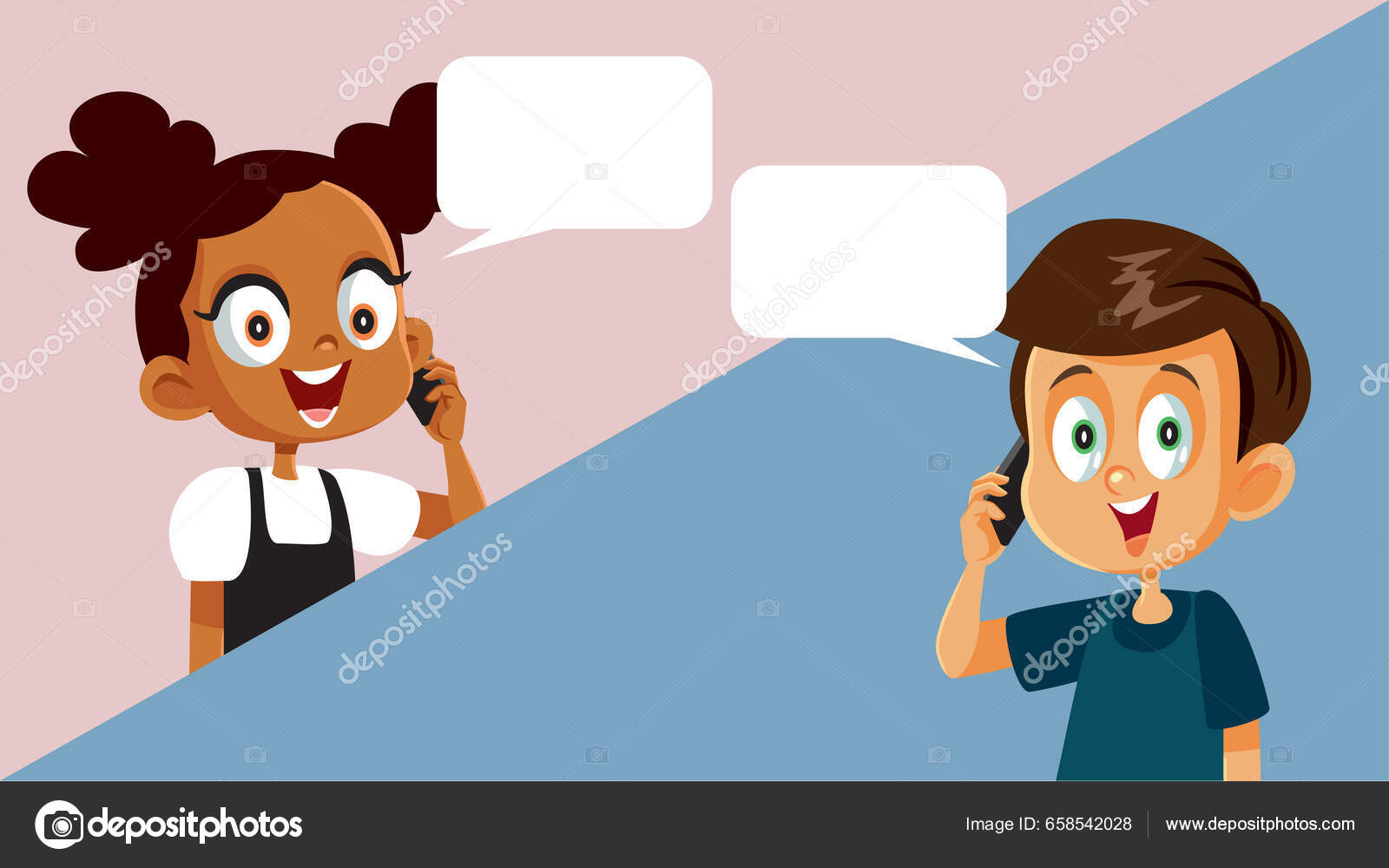 Tegneserie Jente Og Gutt Snakker