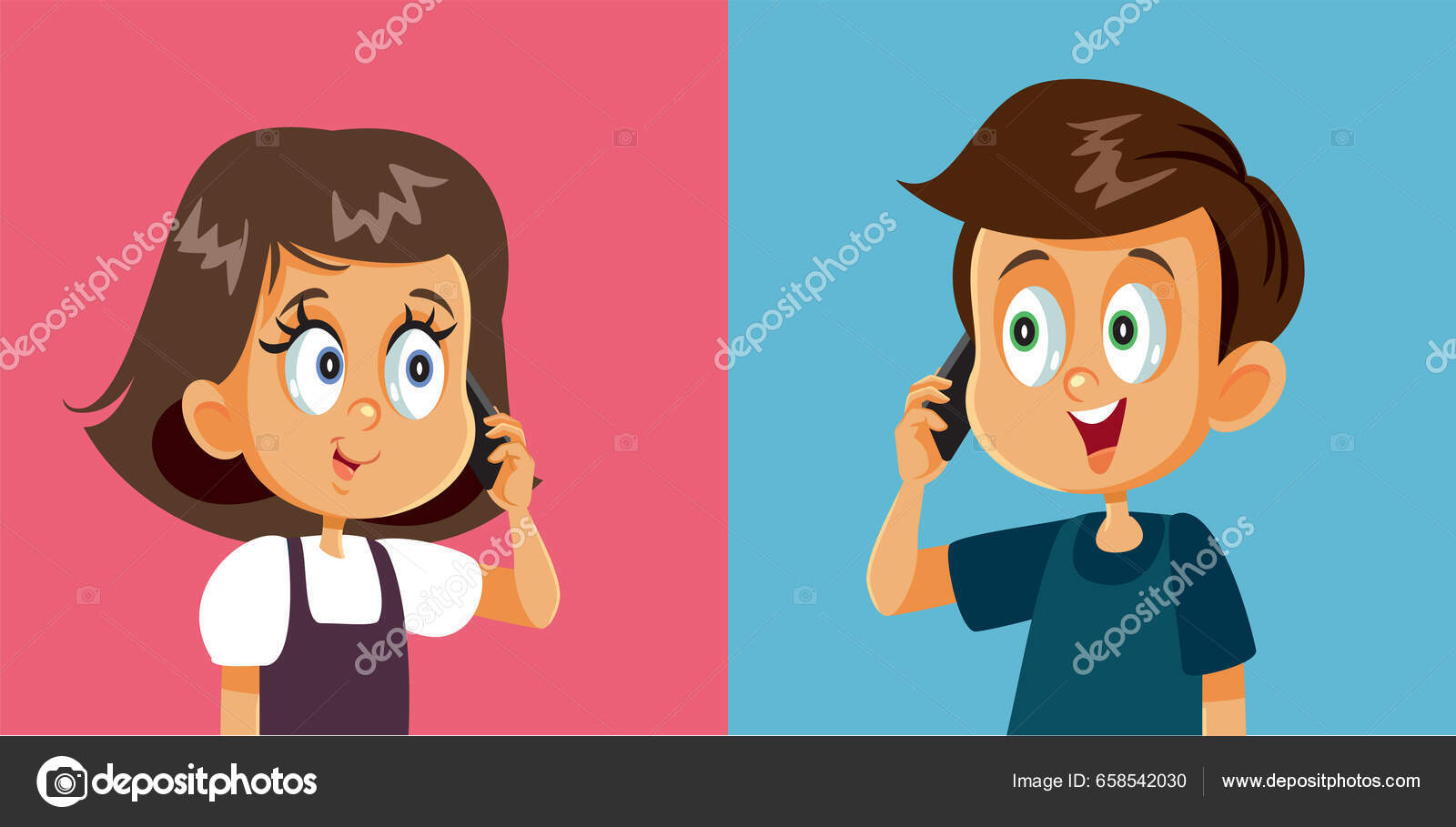 Tegneserie Jente Og Gutt Snakker