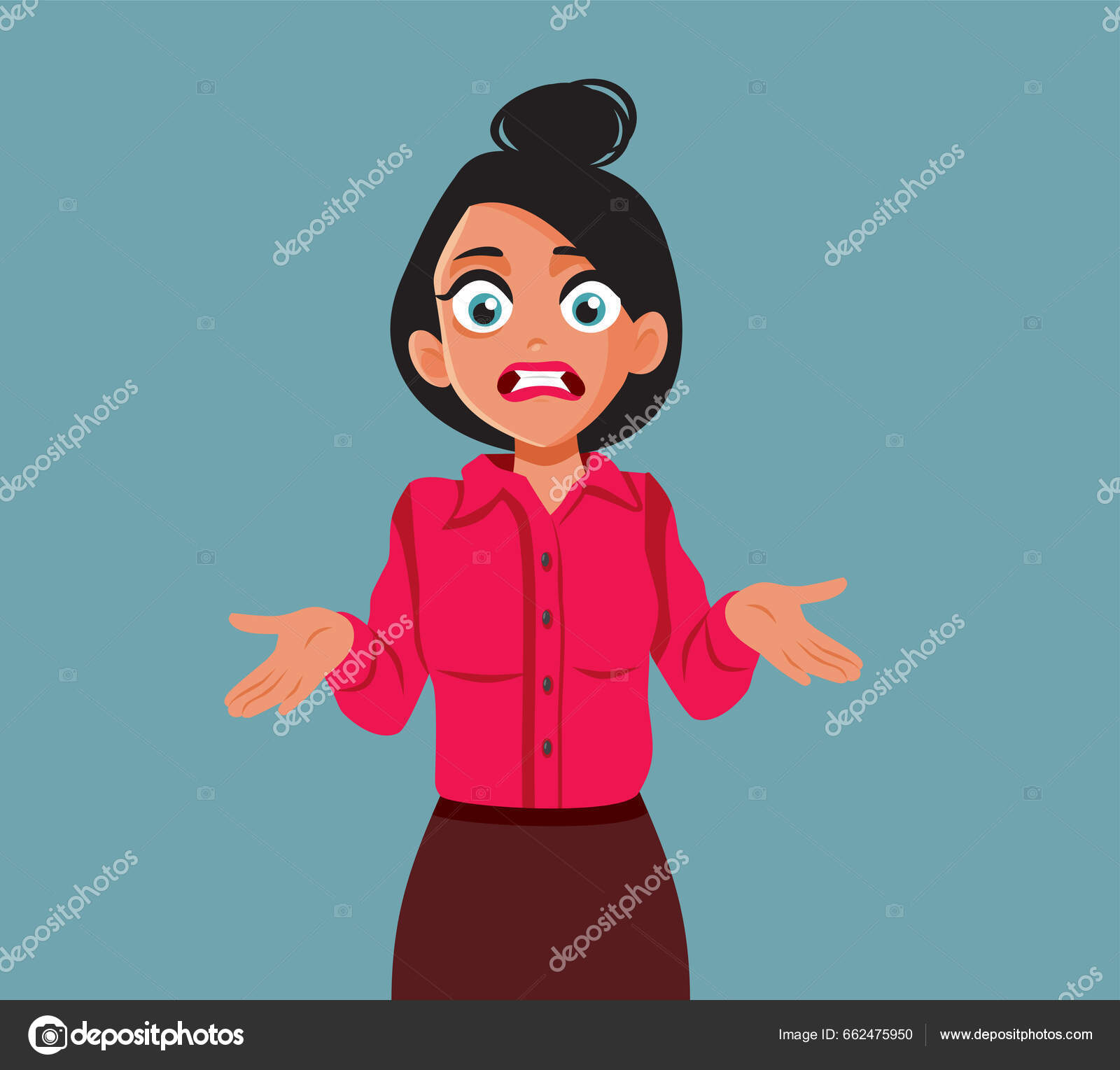 Forvirret Kvinde Trækker Spørger Sig Selv Hvorfor Vektor Tegneserie ...