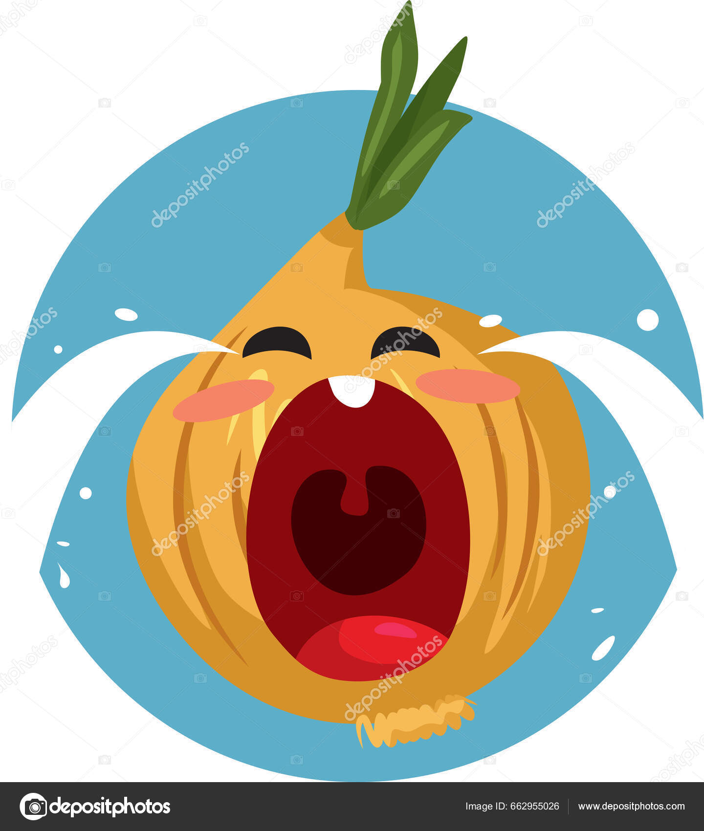 Funny Crying Onion Character Vector Cartoon Illustration Sad Desperate ...