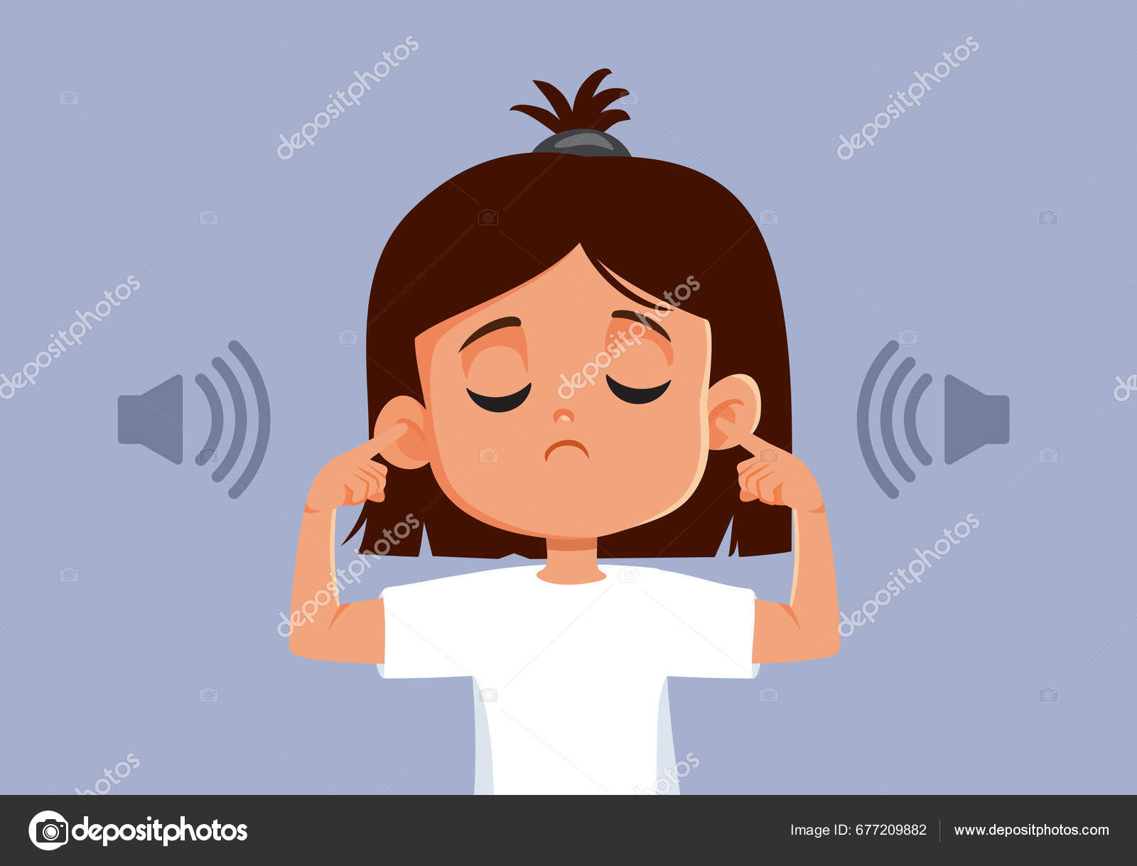 Niña Sufriendo Contaminación Del Ruido Música Fuerte Vector Dibujos ...