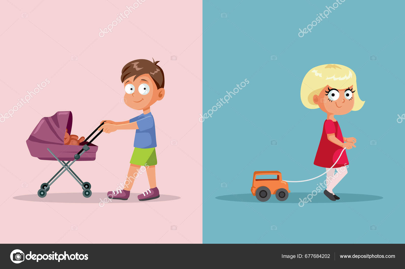 Children Gender Stereotypes While Playing Vector Concept Illustration ...