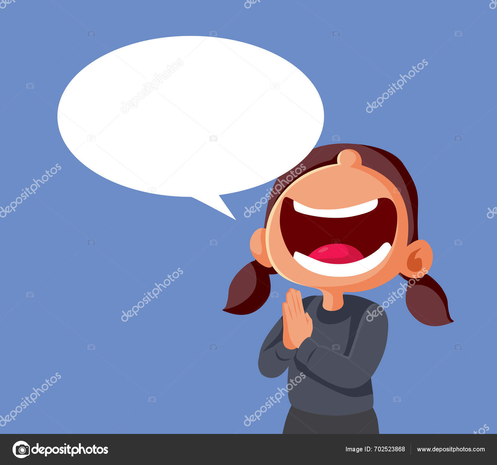 Niña Pidiendo Bastante Por Favor Vectorial Ilustración Dibujos Animados ...