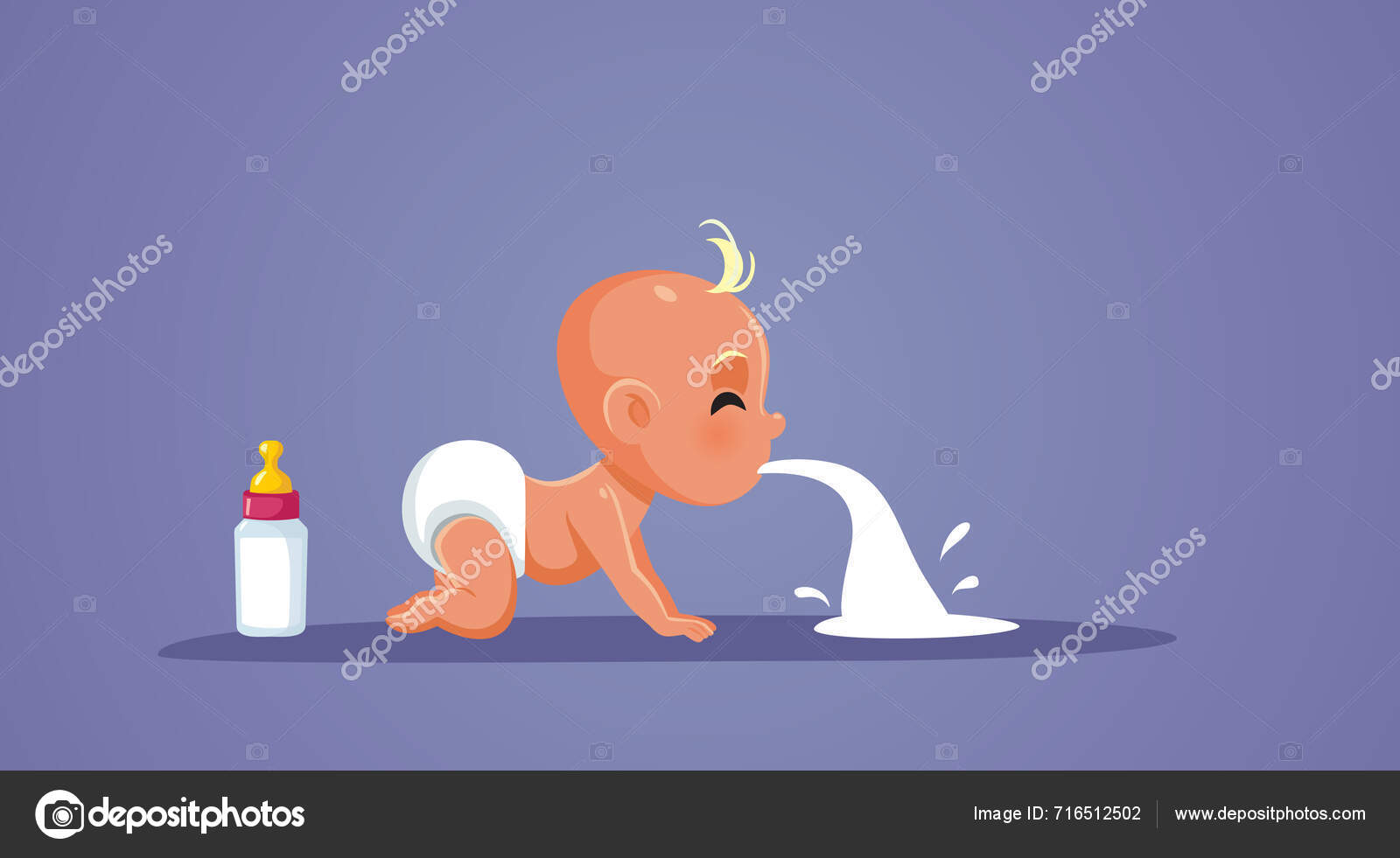 Little Baby Suffering Lactose Intolerance Vector Cartoon Illustration ...