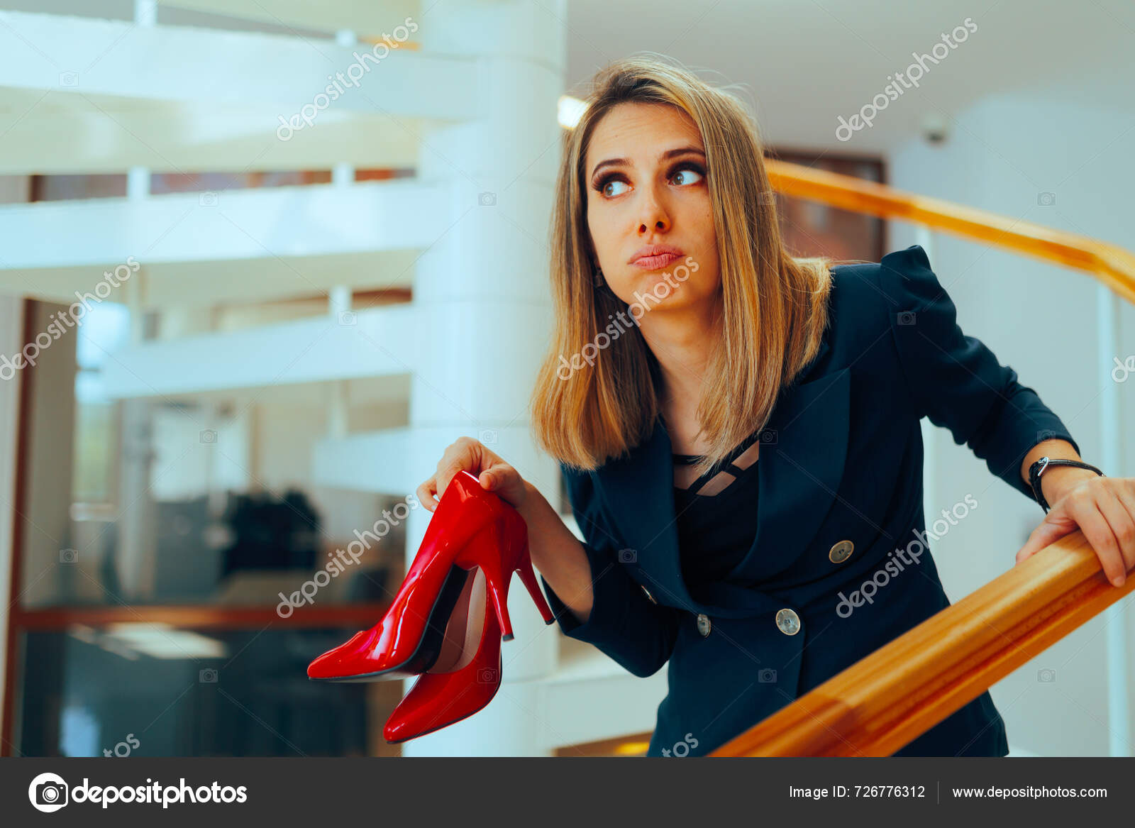 Funny Woman Taking High Heels Office — Stock Photo © nicoletaionescu ...