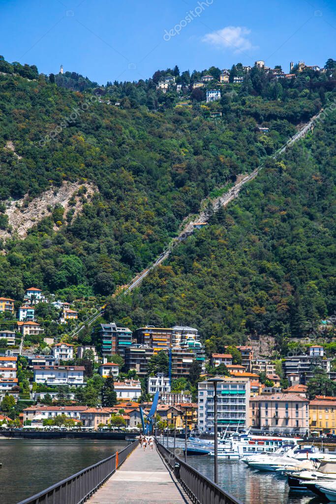 View of the Como Brunate funicular in Lake Como, Nothern Italy. High ...