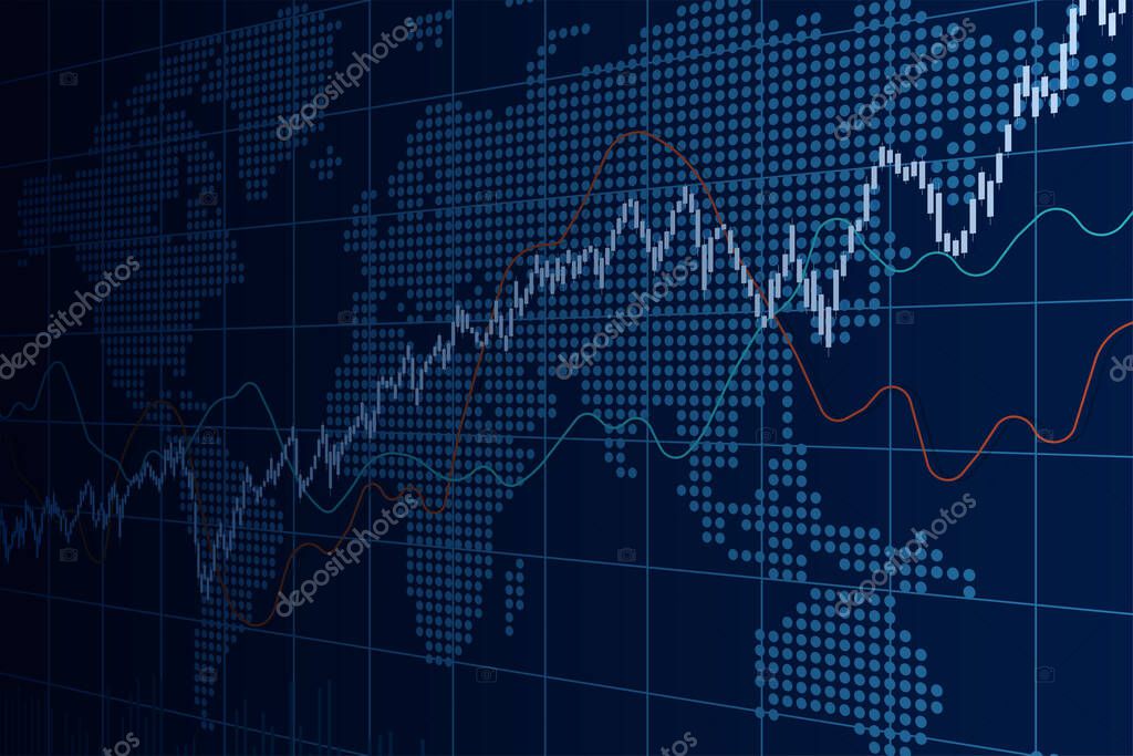 World stock market index graph. Perspective view. Candlestick chart ...