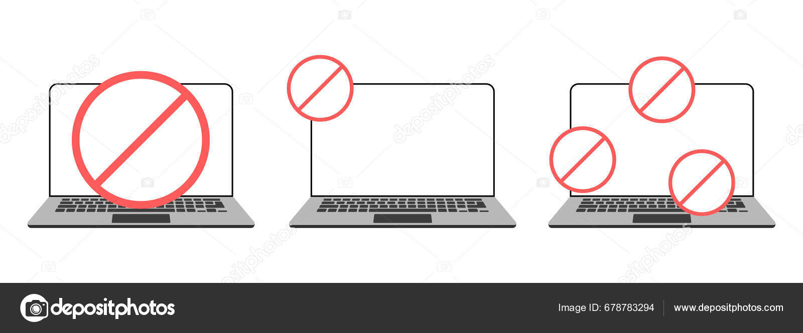 Banned Laptop Sign Warning Laptop Forbidden Sign Screen Security System ...