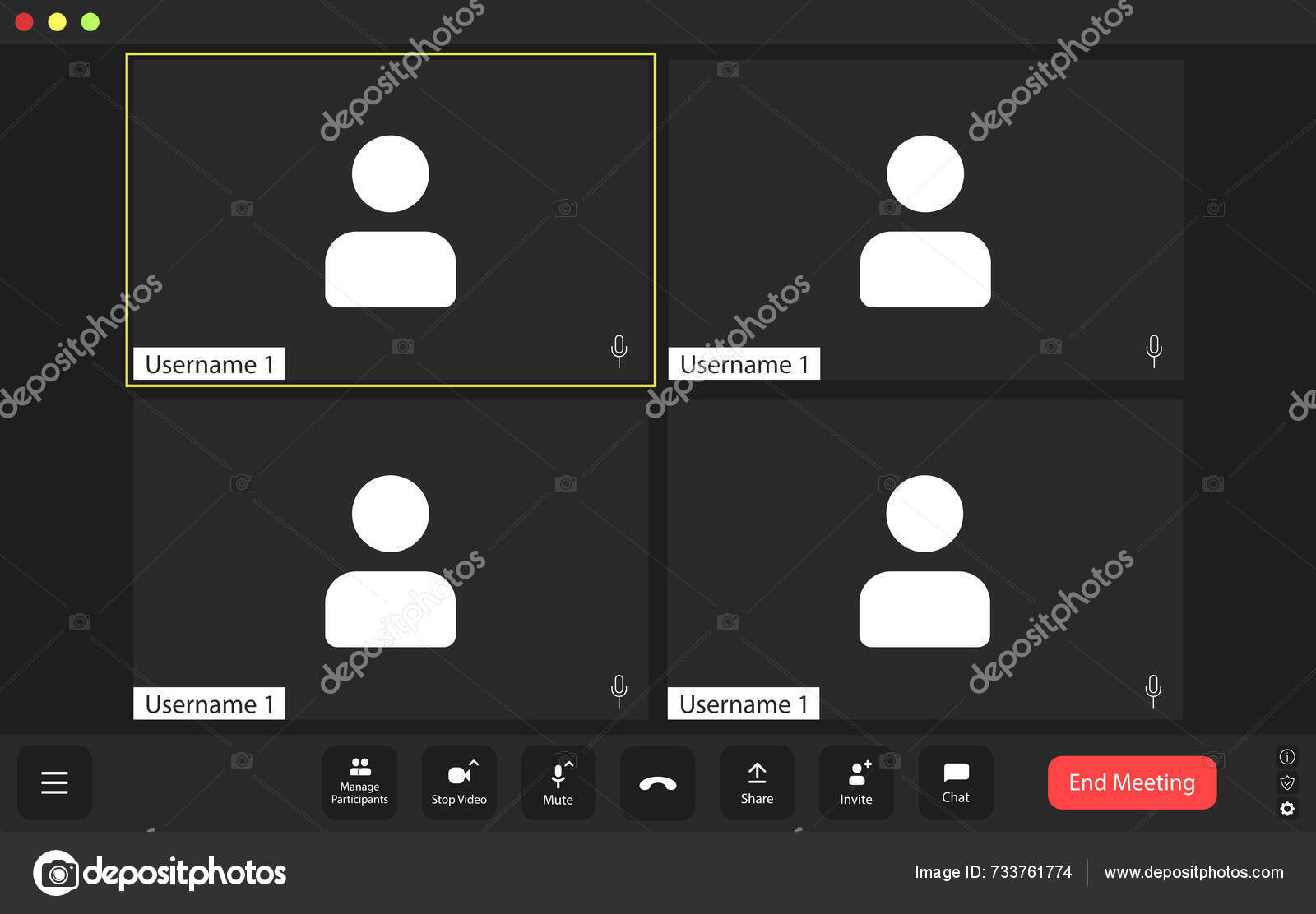 Screenshot Video Conferencing Interface Four Participants Each ...