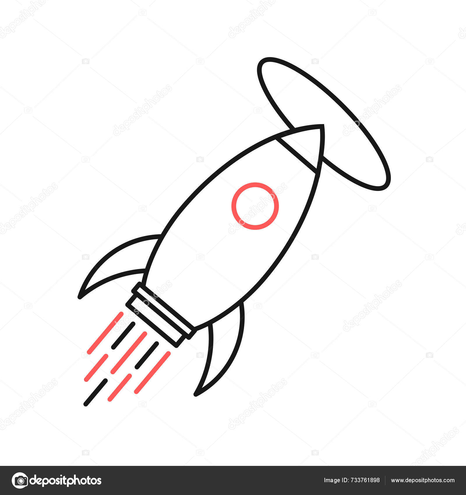 Simple Line Drawing Rocket Taking Rocket Facing Right Side Image ...