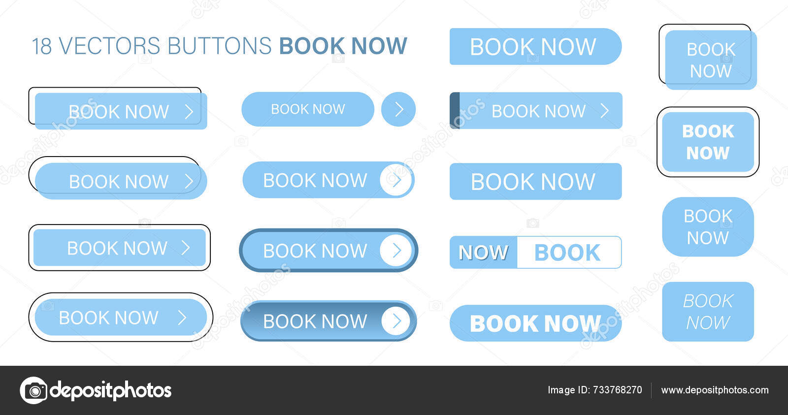 Book Now Set Simple Modern Buttons Push Button Application ...