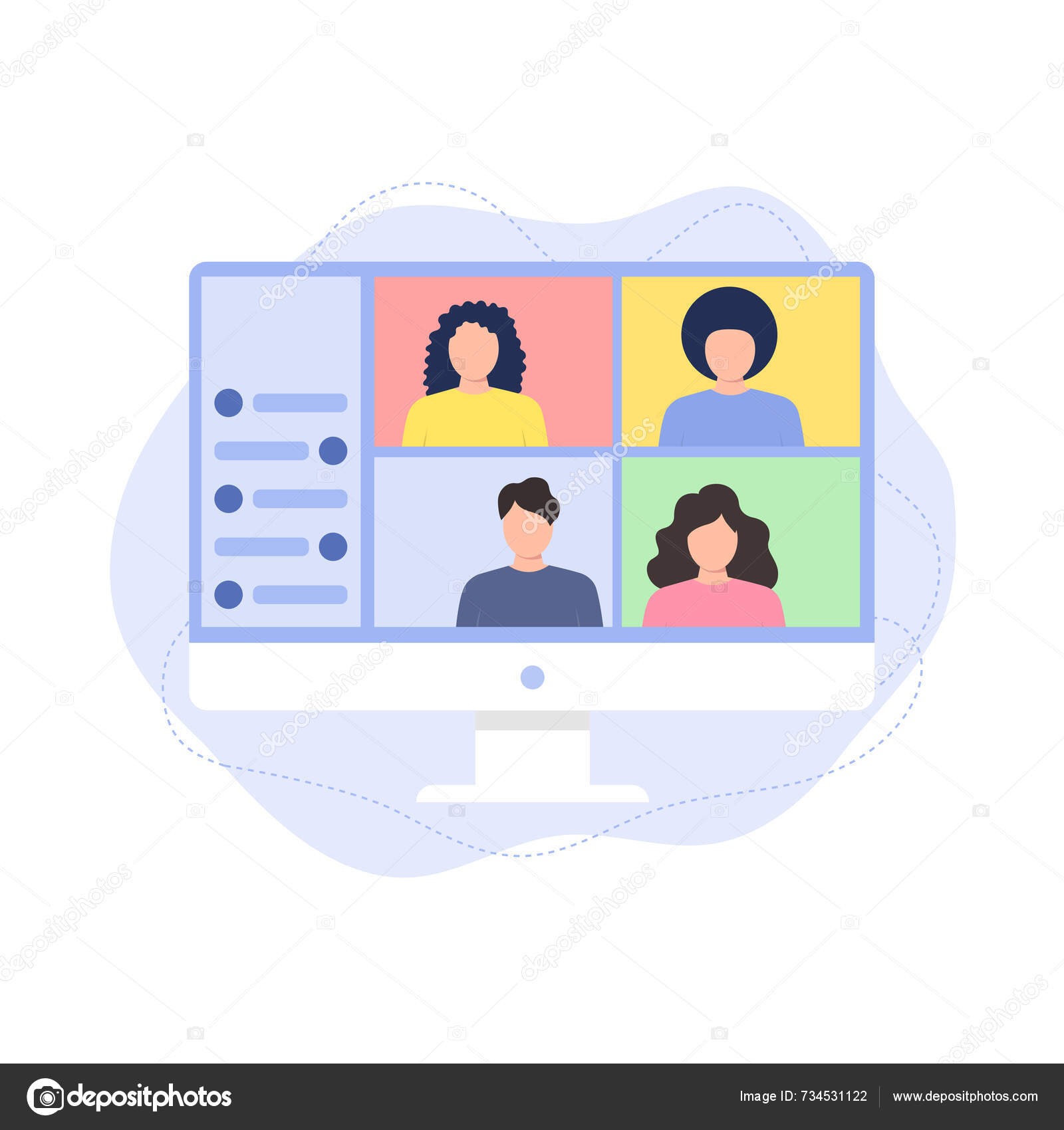 Four People Talking Together Collective Video Conversation Chat — Stock ...