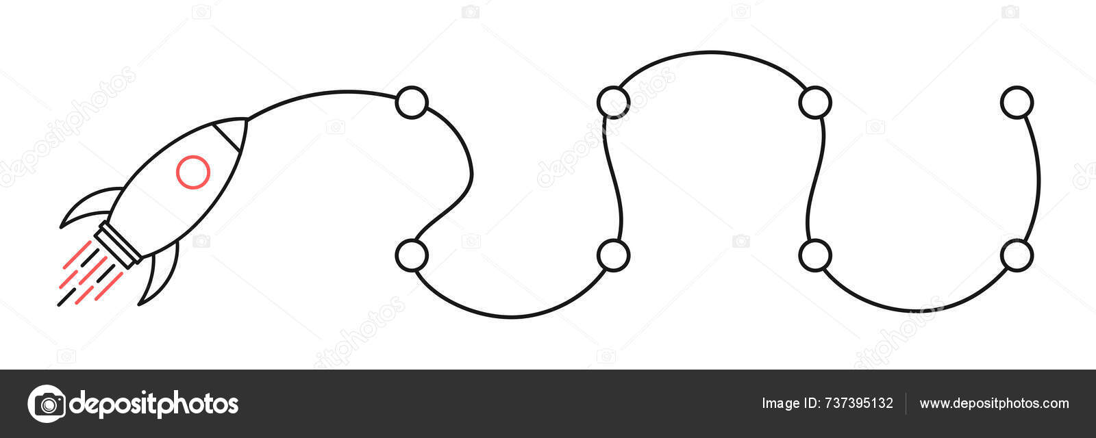 Rocket Depicted Flight Showing Dynamic Curved Trajectory Circular ...
