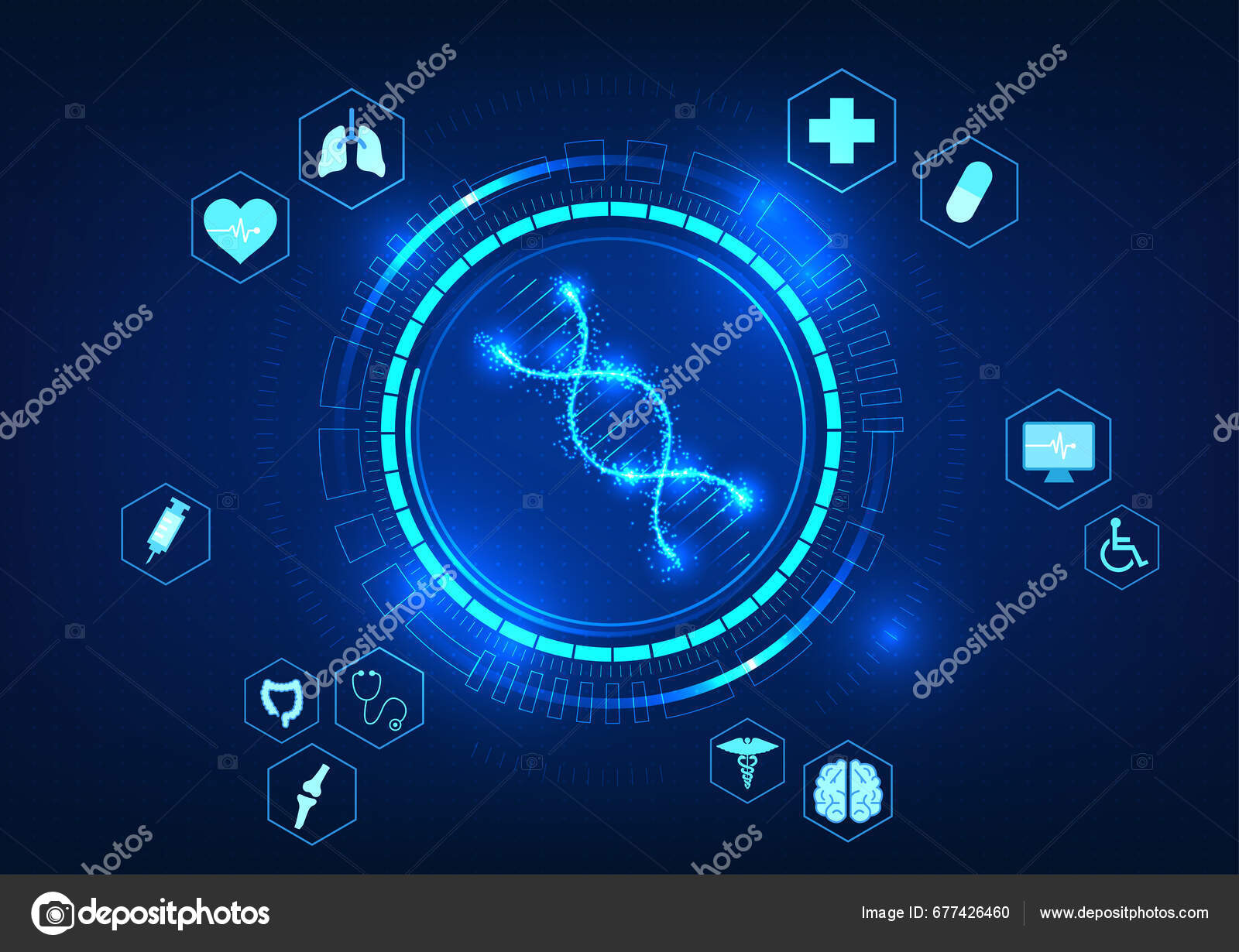 Medical Technology Dna Technology Circle Medical Elements Modern ...