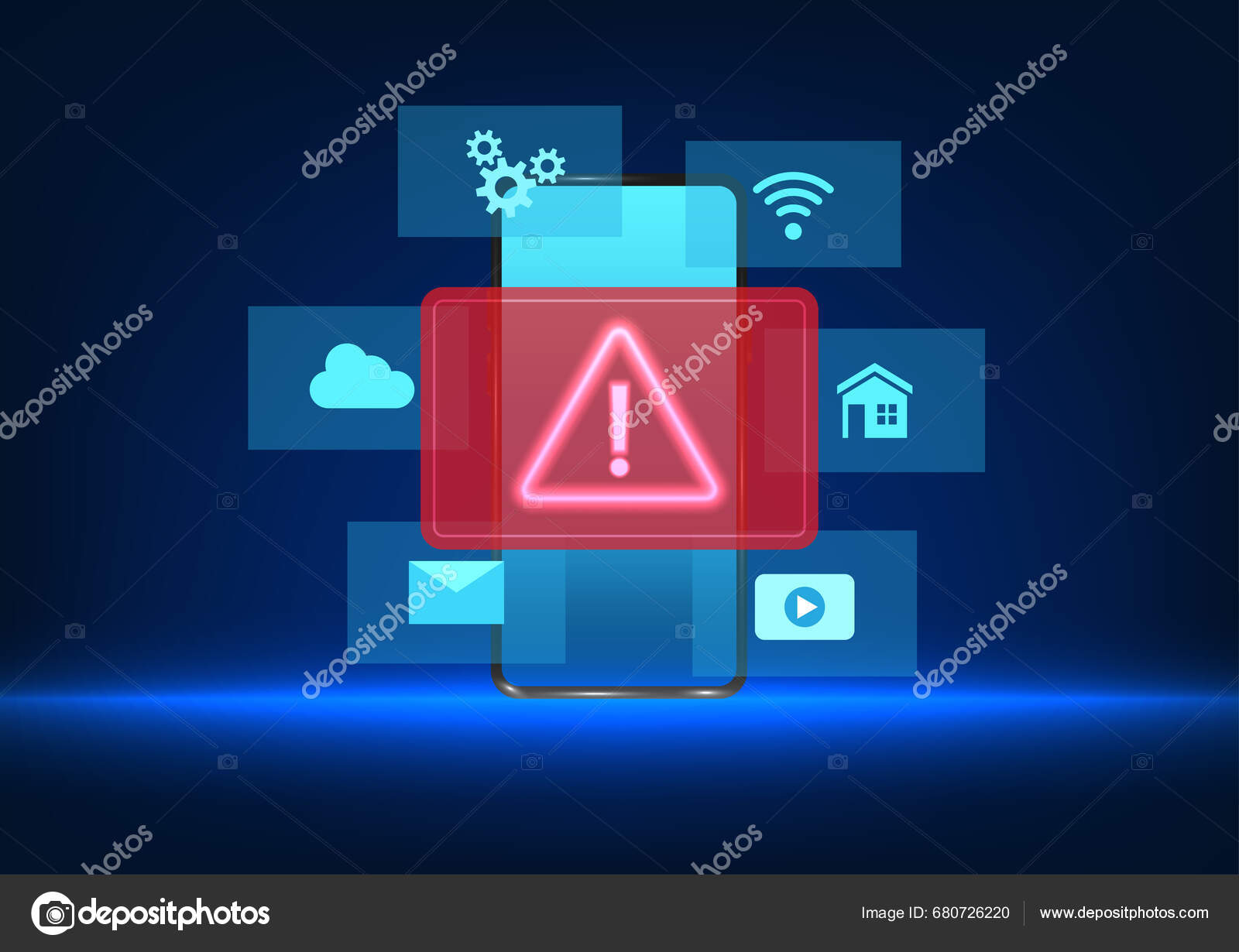 Smartphone Technology Screen Has Icon Alert Symbol Showing Security ...