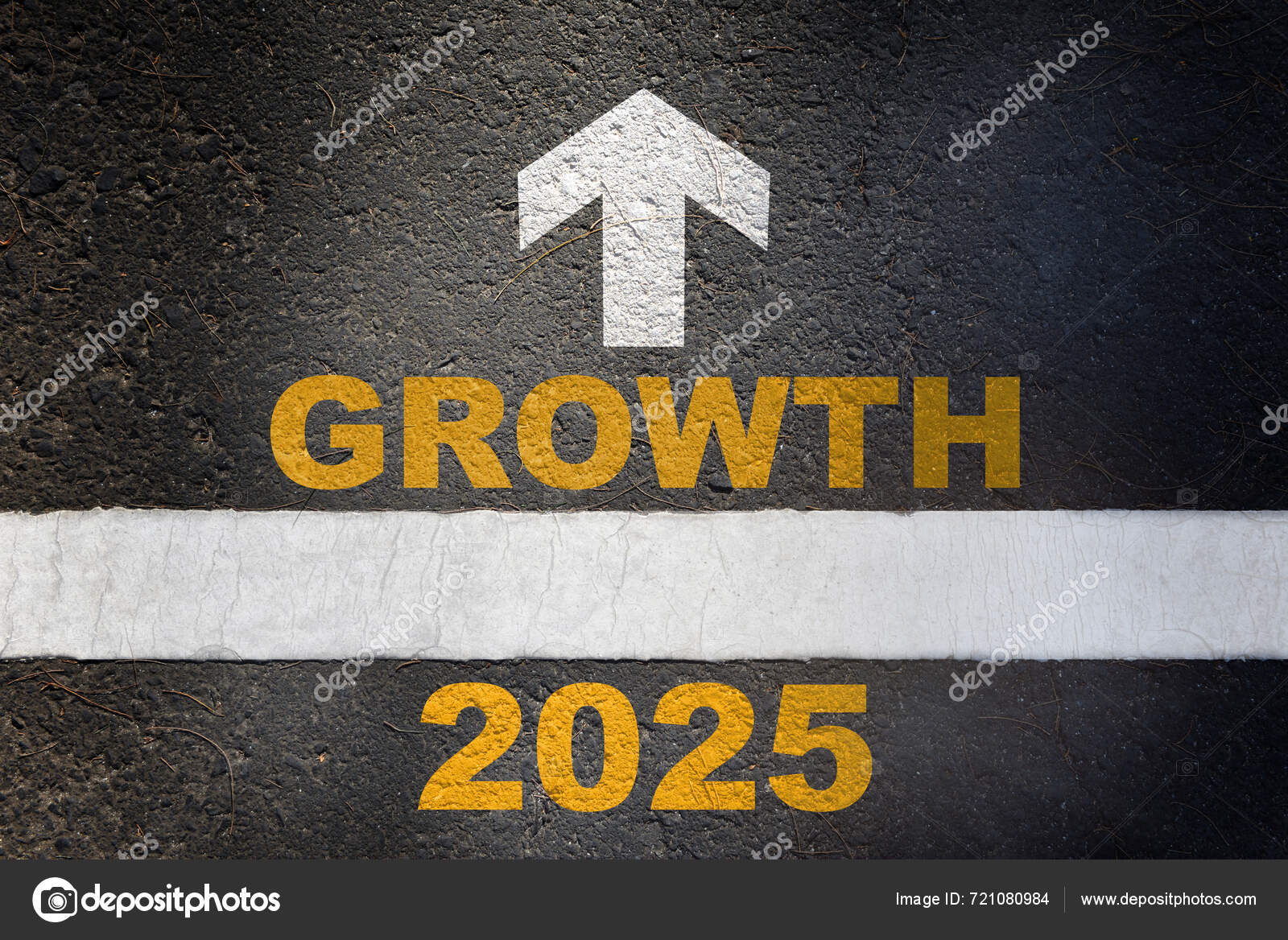 Año Nuevo 2025 Crecimiento Flecha Blanca Escrito Superficie Carretera ...
