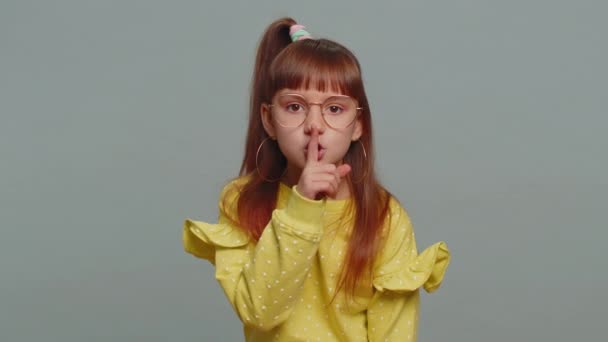 Video Stock Shh Quiet Please Preteen Child Girl Kid Presses Index ...