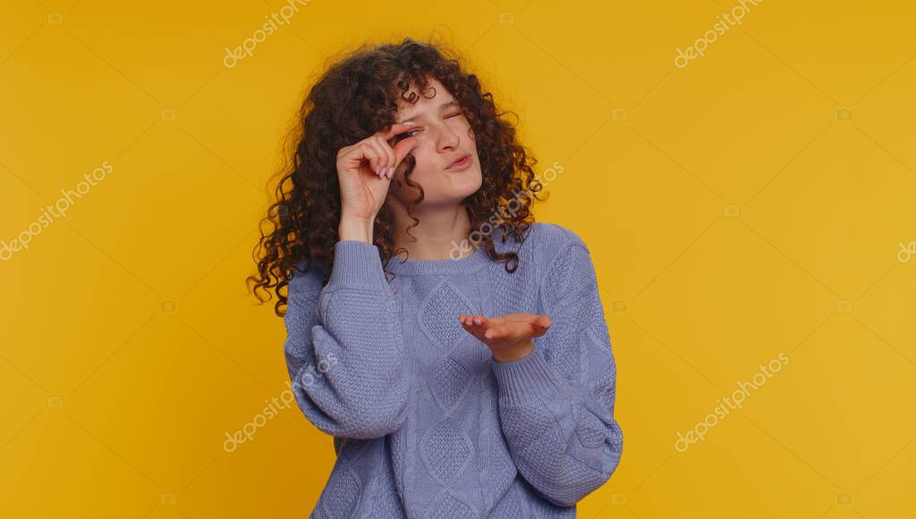 Need some more, please give me. Curly haired woman showing a little bit ...