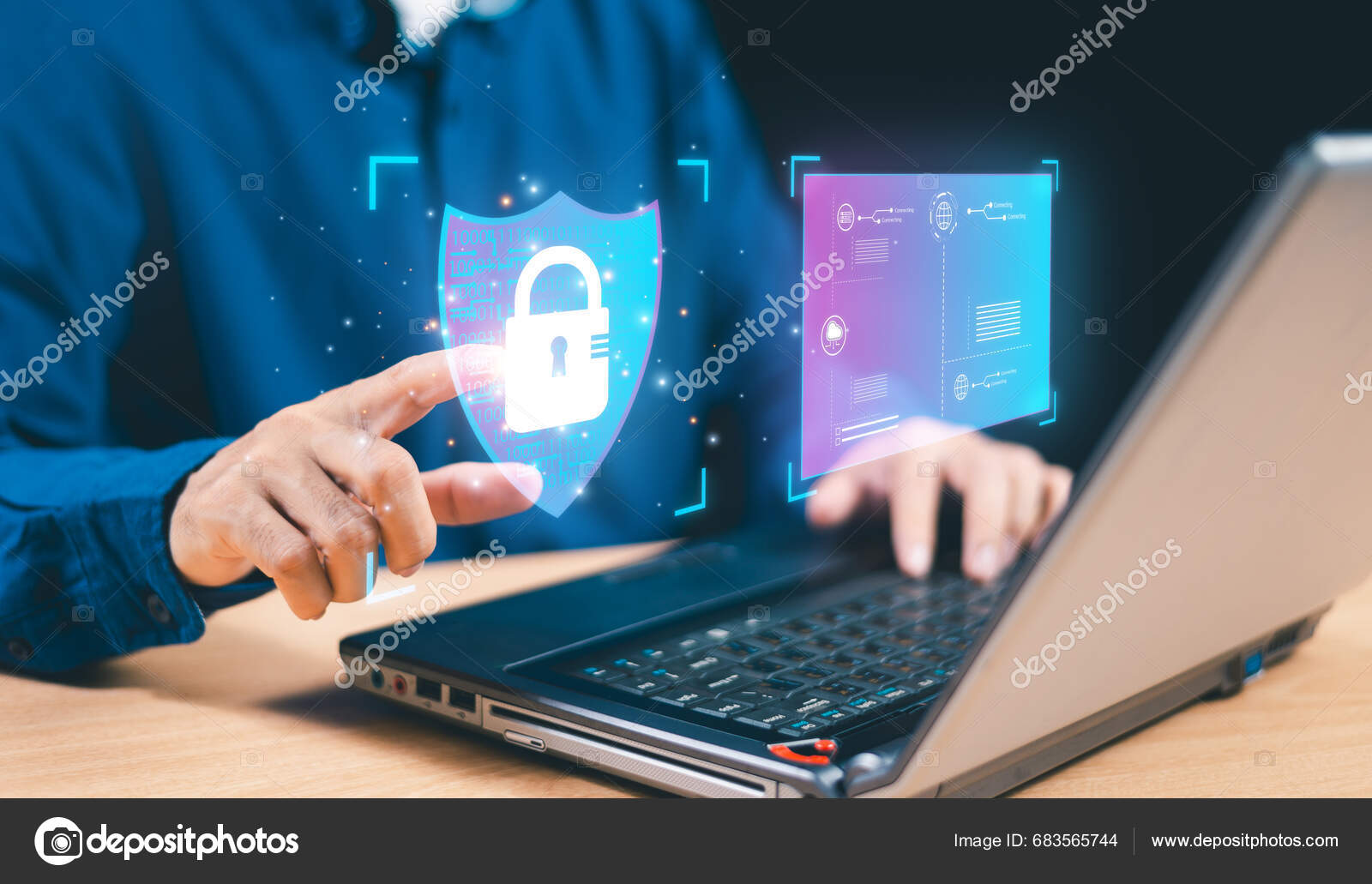 Cybersecurity System Concept Digital Global Network Security Technology ...