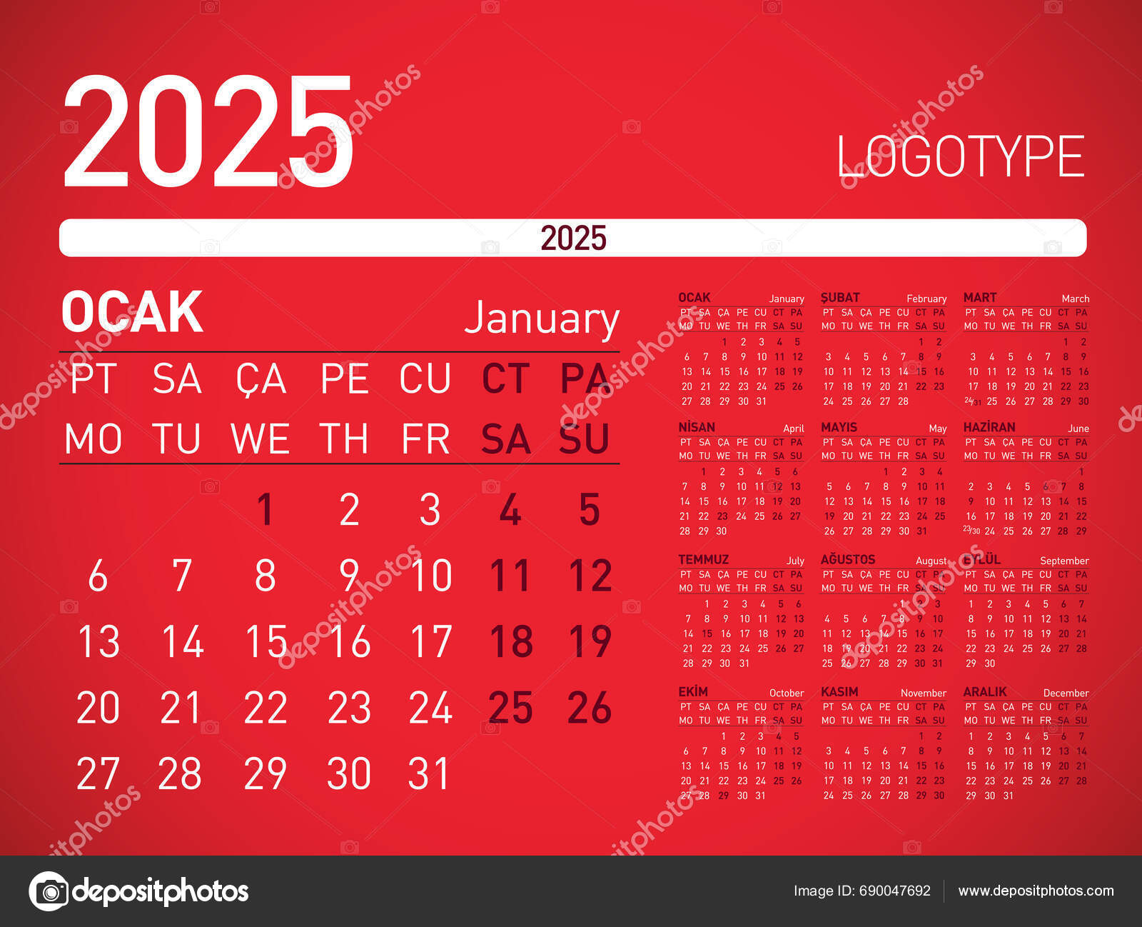 Takvim 2025 Yeni Yil Turkce Terjemahan Kalender Turki 2025 Tahun Vektor ... Takvim 2025 Yeni Yil Turkce Terjemahan Kalender Turki 2025 Tahun Vektor ...