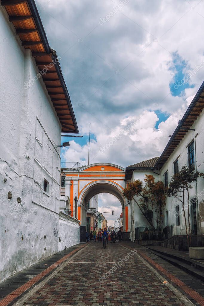 Quito, Ecuador - 24 November 2022: Arco de la Reina, Quito, UNESCO ...