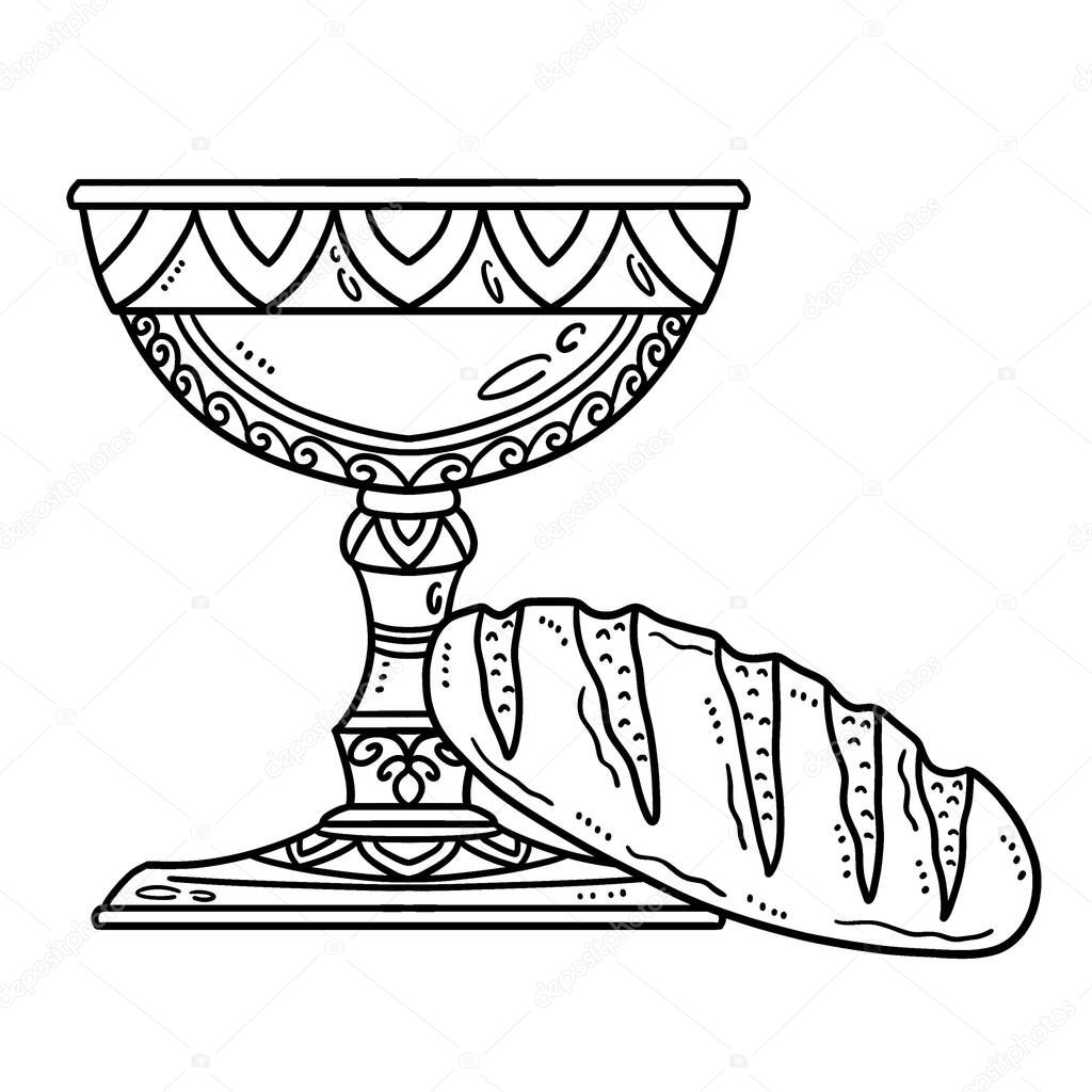 Una página para colorear lindo y divertido de un Cáliz y Pan de Vida ...