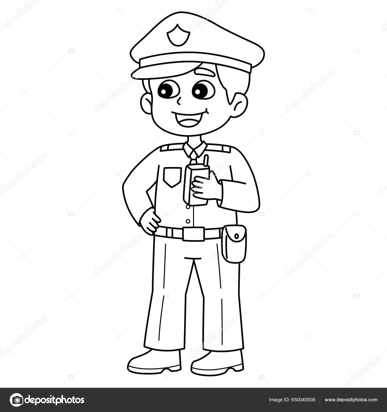 Cute Funny Coloring Page Policeman Provides Hours Coloring Fun Children ...