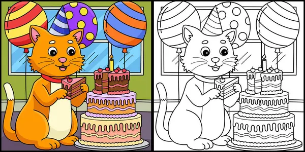 Image vectorielle Cette Page Colorier Montre Chien Joyeux Anniversaire ...