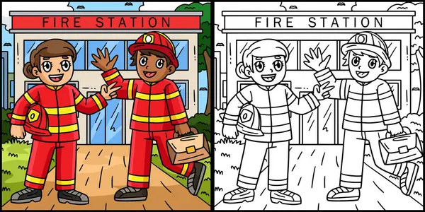 Coloring Page Shows Construction Safety Signage One Side Illustration ...