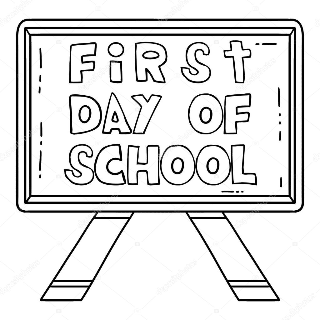 Una página para colorear lindo y divertido de un primer día de escuela ...