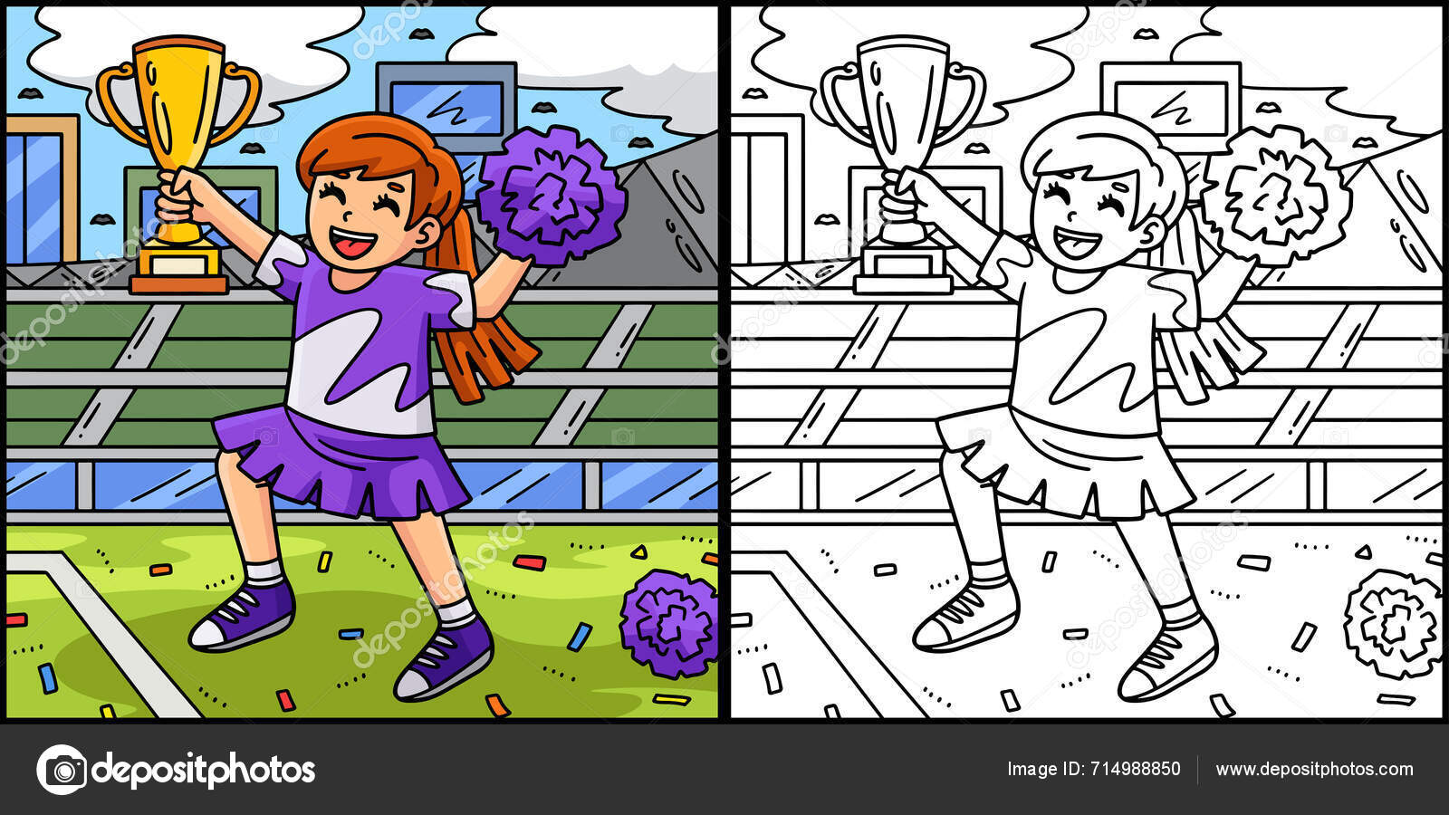 Image vectorielle Cette Page Colorier Montre Une Pom Pom Girl ...